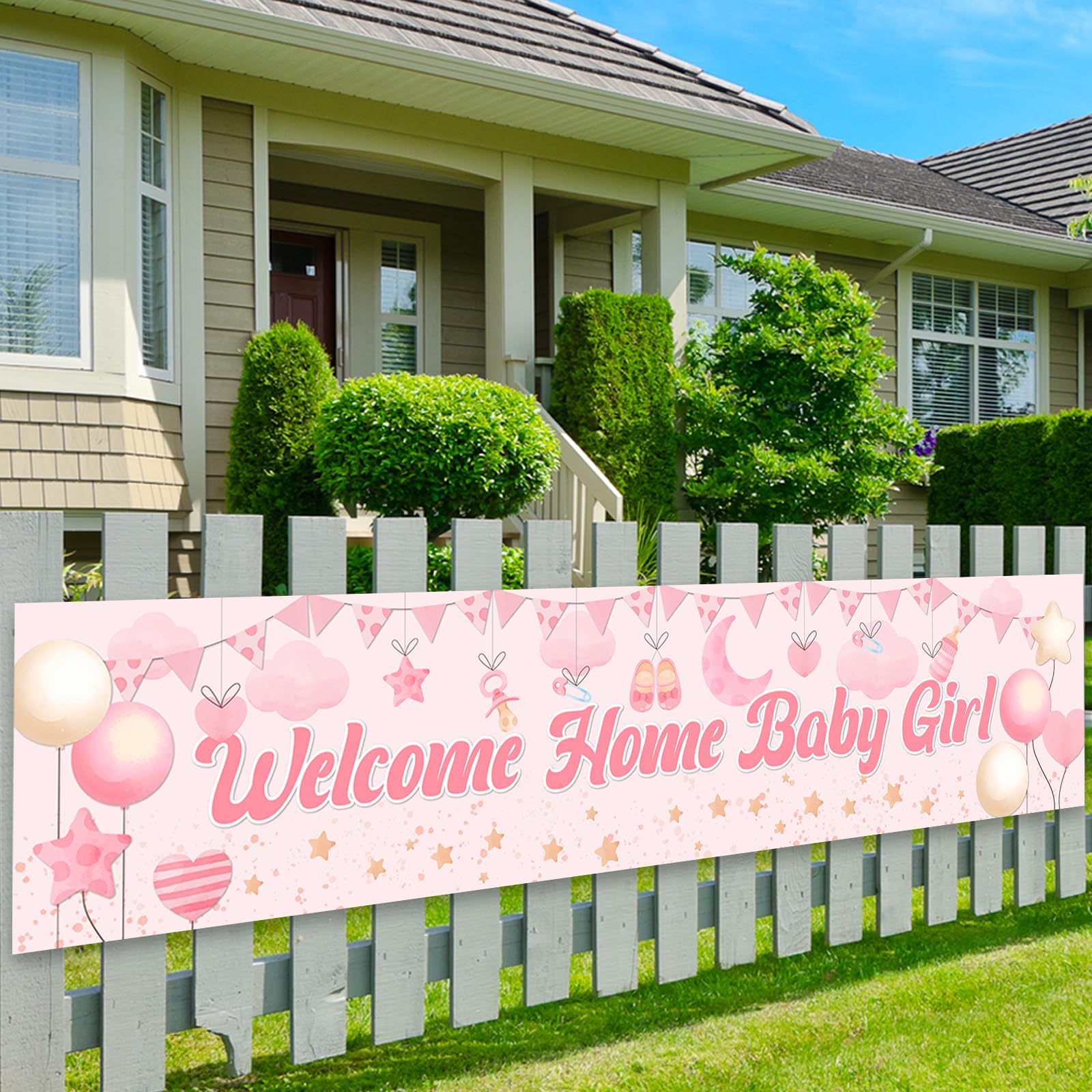Amazon.com: ShuanQ Welcome Home Baby Girl Yard Banner, Girls Baby ...