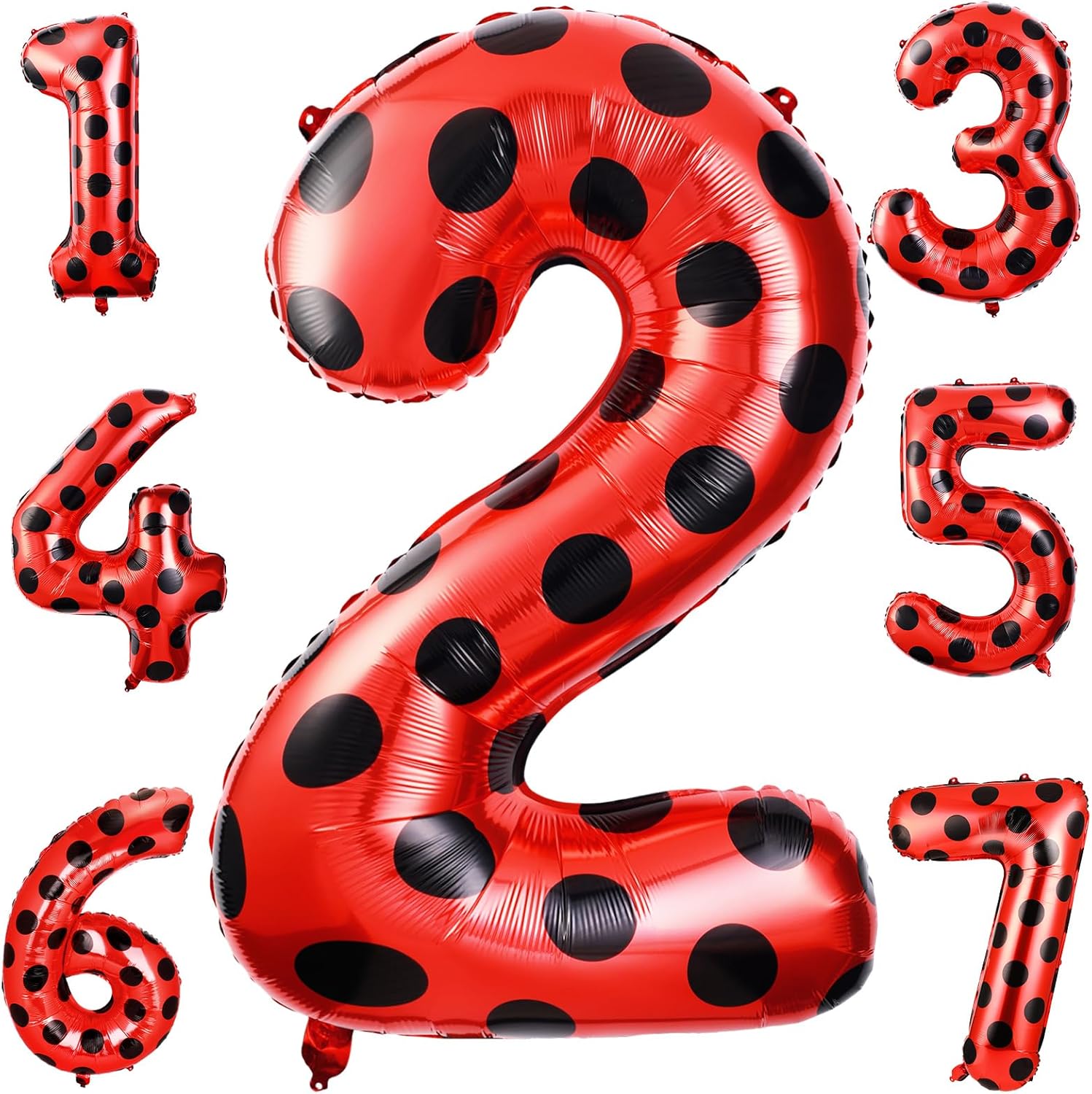 Amazon.com: Lunmon 40 Inch Ladybug Large Number 2 Balloon Birthday ...