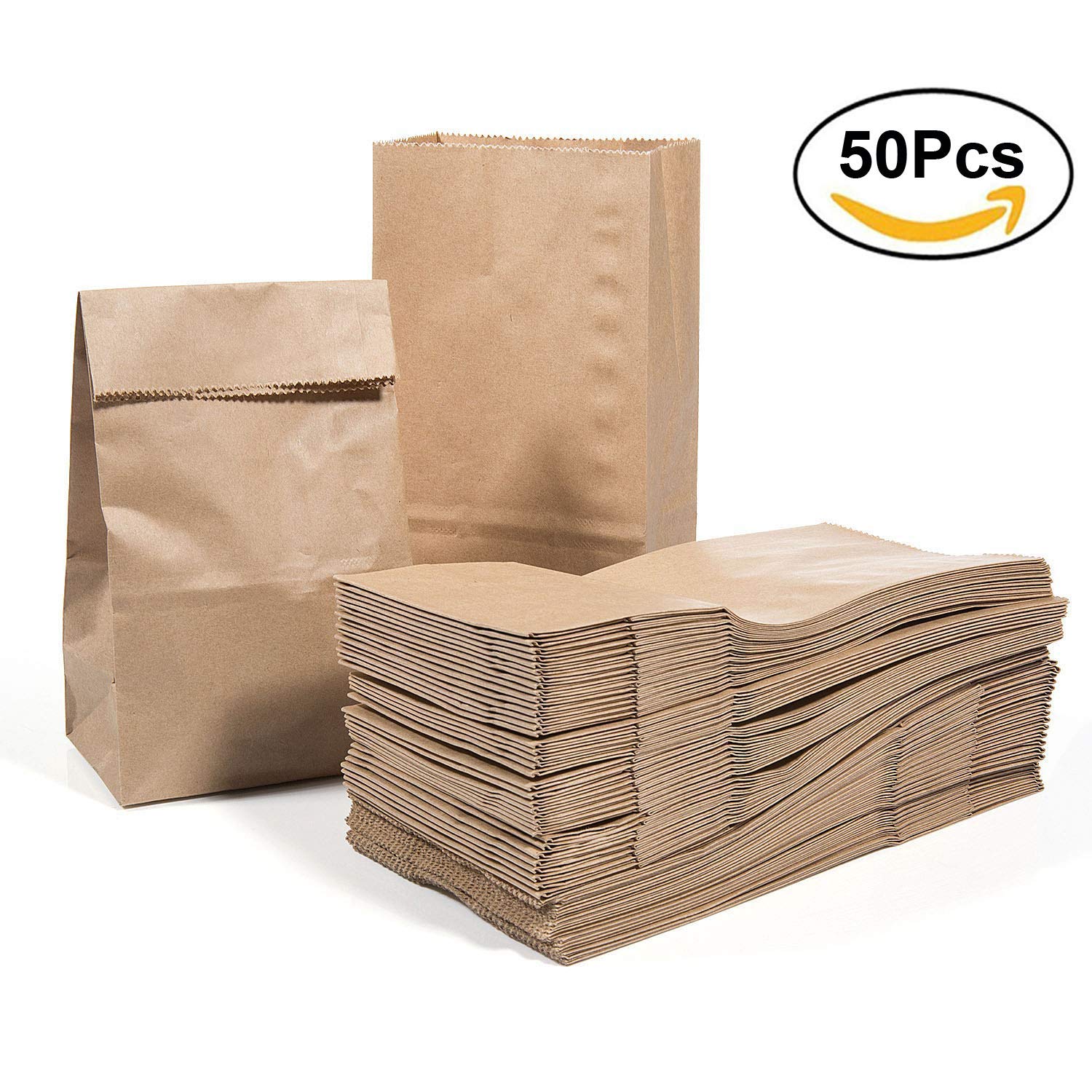 Acidea 50 Pcs Kraft Paper Bag 7 5 5 3 9 8 Inches Brown Paper Lunch acidea-50-pcs-kraft-paper-bag-7-5-5-3-9-8-inches-brown-paper-lunch