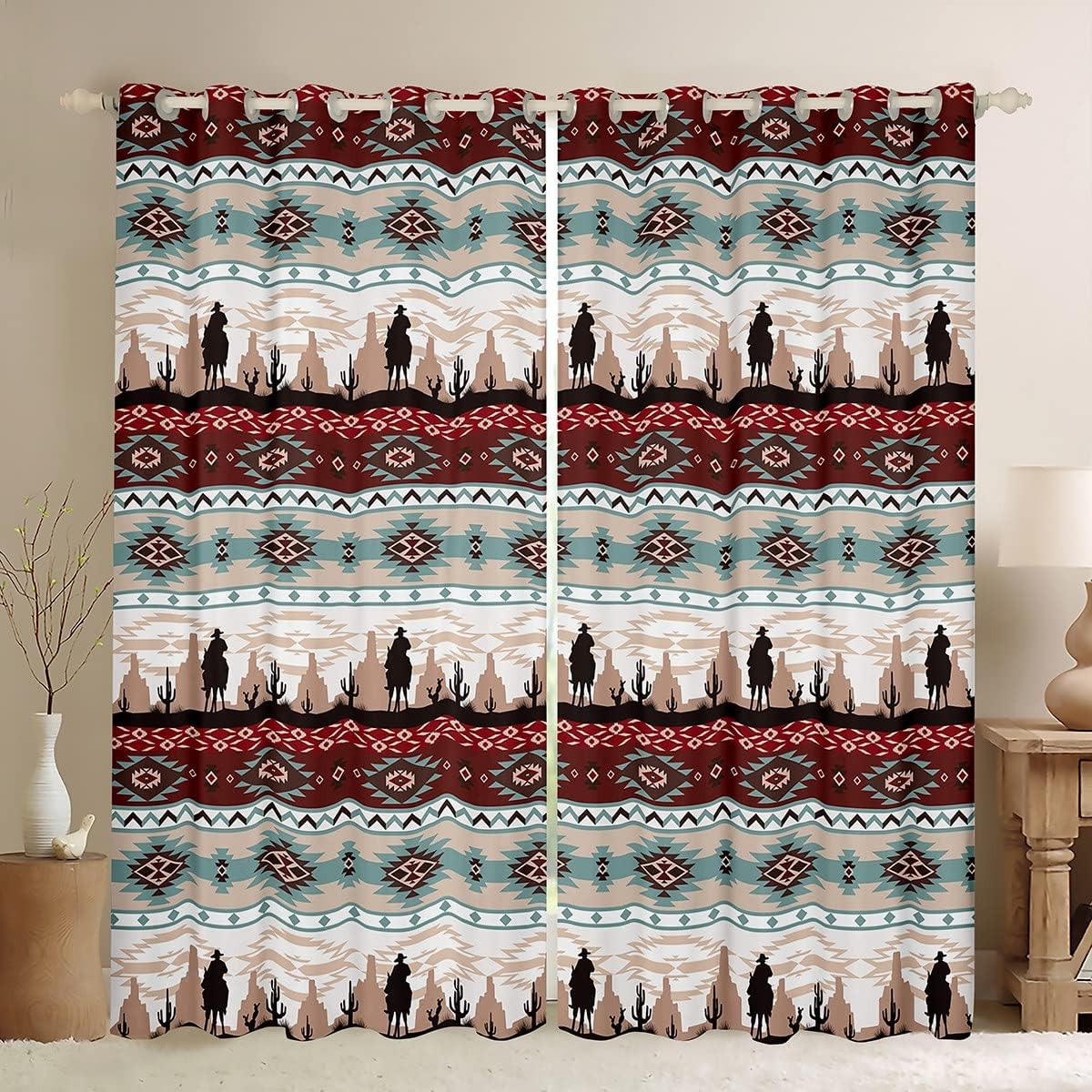 Cowboys Gifts for Women,Western Boho Curtains & Drapes 76"X54" Ethnic ...