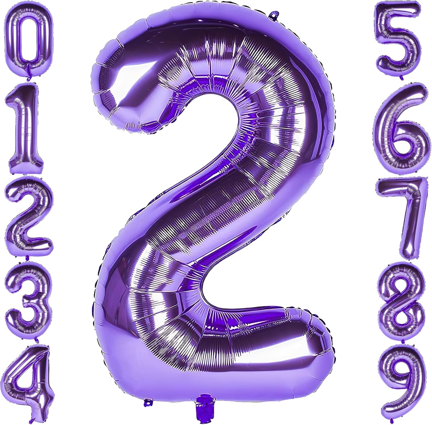 Amazon.com: 2 Number Balloon Purple 40 inch Big Foil Mylar 2nd Balloons ...