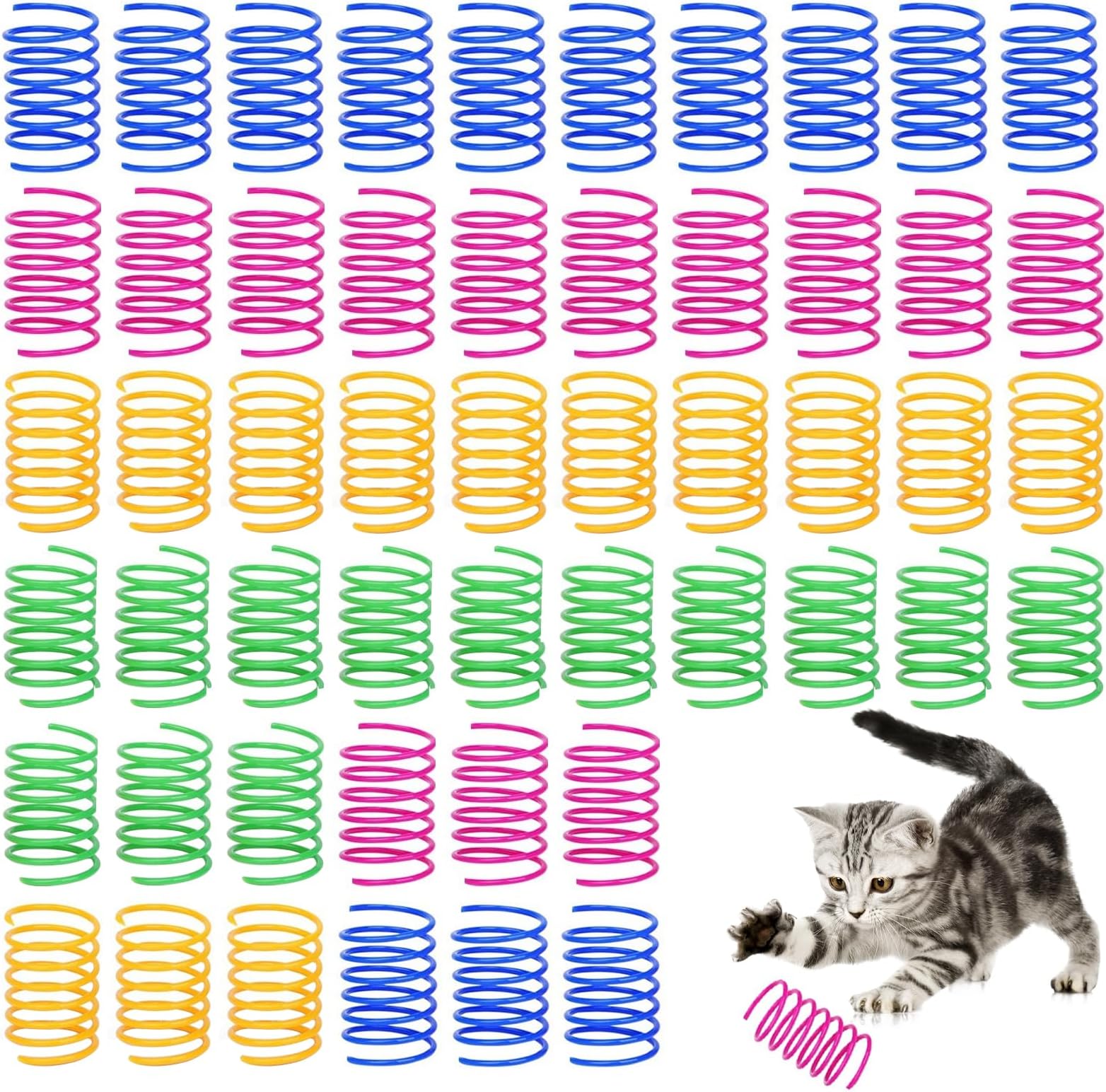 40Pcs Cat Spring Toy, Cat Springs, BPA Free Durable Heavy Plastic Cat ...