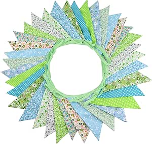 Amazon.com: 10M/32Ft Triangle Bunting Banner, 36 Pcs Cotton Fabric ...