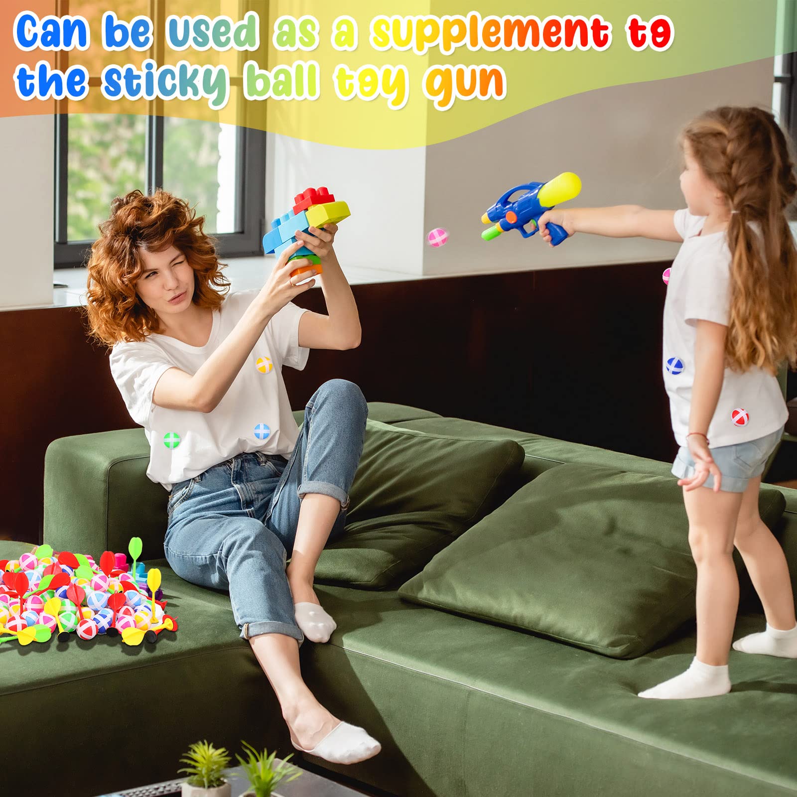 Honoson 120 Pcs Sticky Balls and Plastic Darts Set for Fabric Dart ...