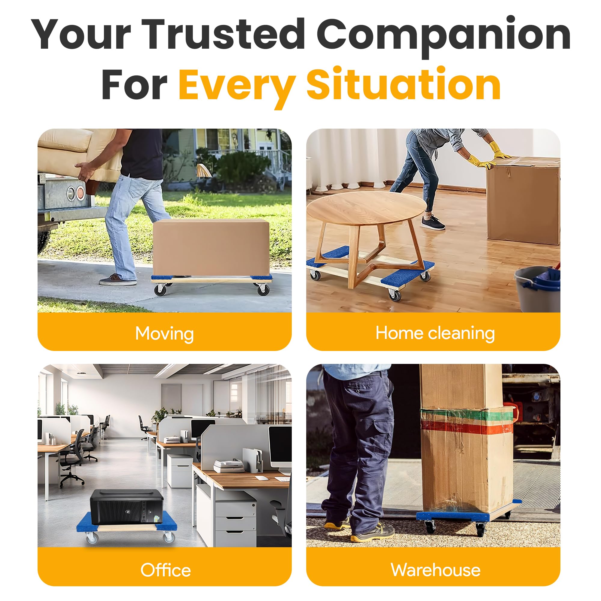 Snapklik.com : HaulPro Furniture Dolly 30" X 18" I 4 Wheels Heavy Duty ...