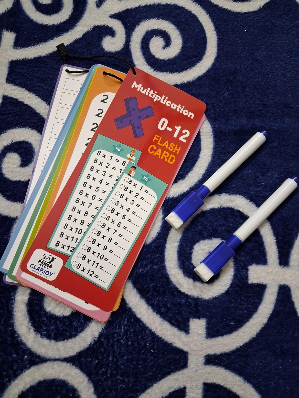 Pandaworld 1-12 Multiplication Flash Cards, Reusable Math Cards, Large ...
