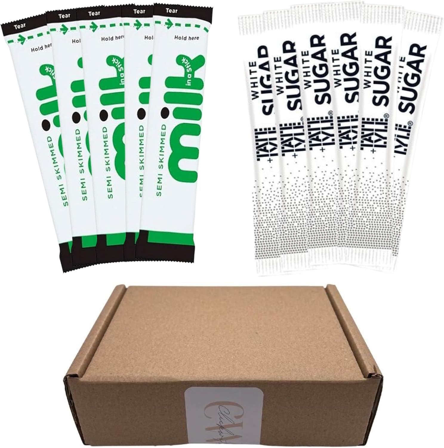 Milk & Sugar Sachets Bundle - 50 Individual Semi Skimmed Milk and Sugar ...