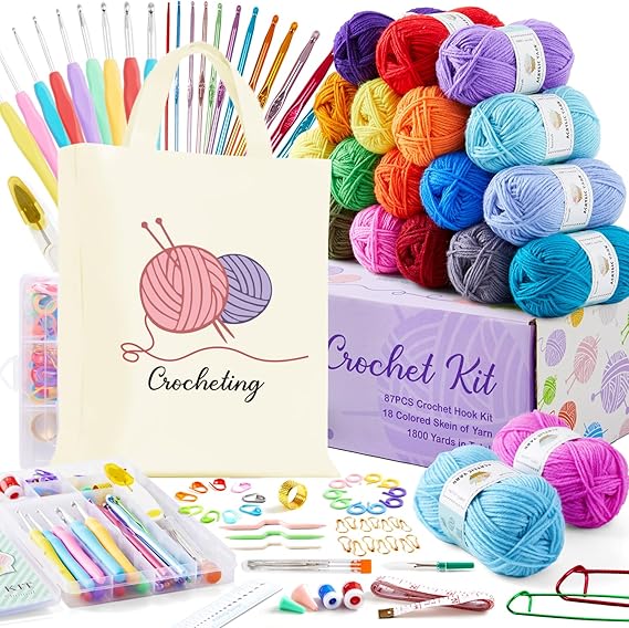 Amazon.com: INSCRAFT Crochet Kit for Beginners Adults, 18 Large Acrylic ...