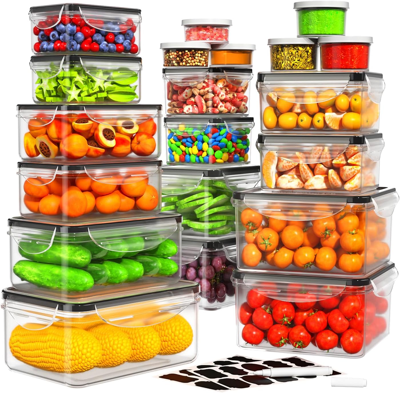 Amazon.com: HOMETALL 26 Pcs Food Storage Containers with Lids Airtight ...
