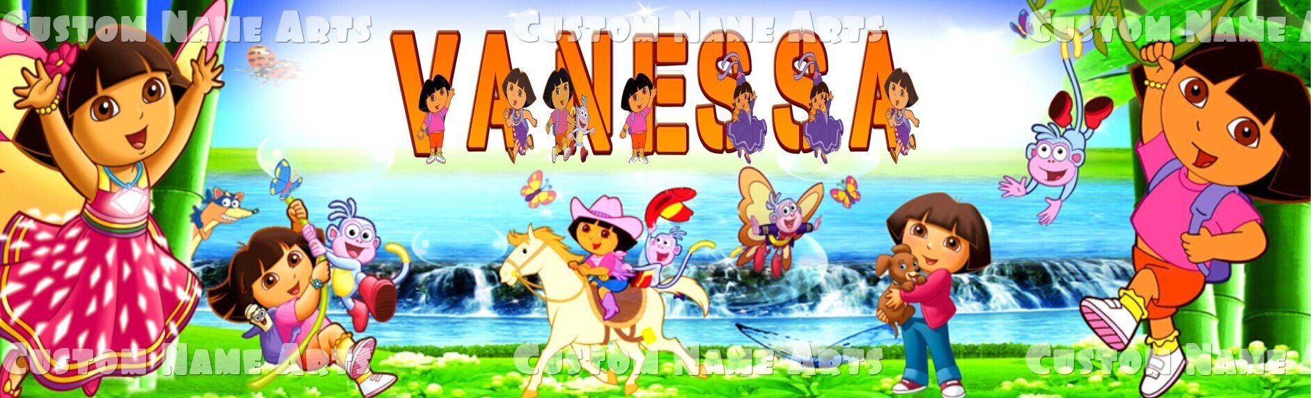 Personalized Dora The Explorer Banner Birthday Poster Custom Name ...