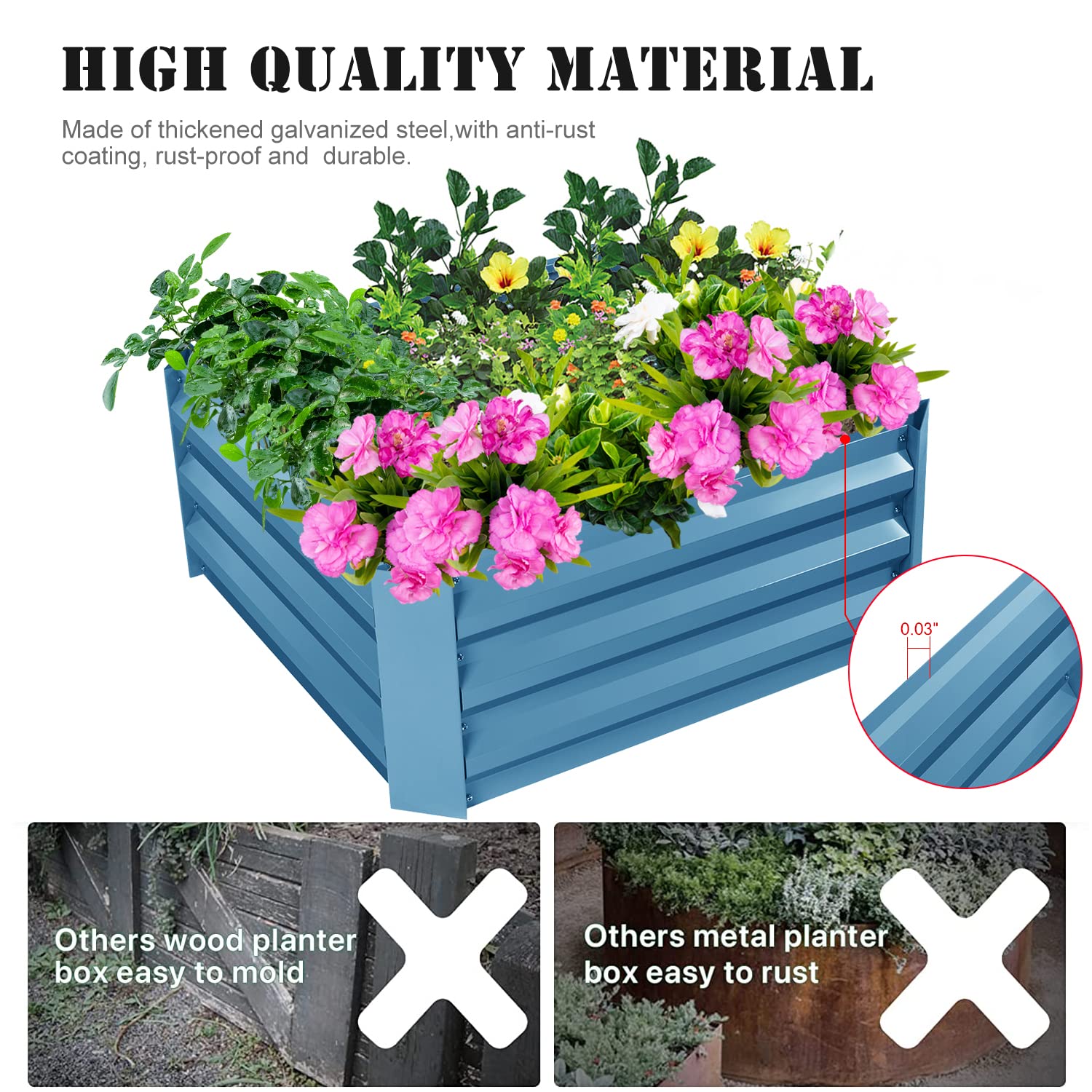 Snapklik.com : DCP Raised Garden Bed 4x4ft Metal Garden Bed Kit ...