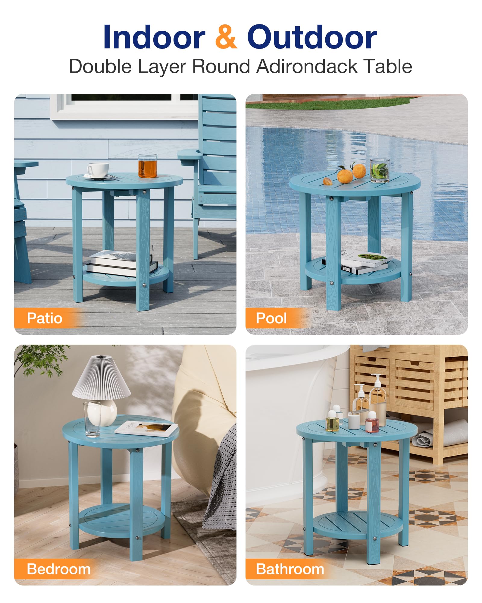 Snapklik.com : YEFU Outdoor Side Table For Patio: 16in HIPS Small Round ...