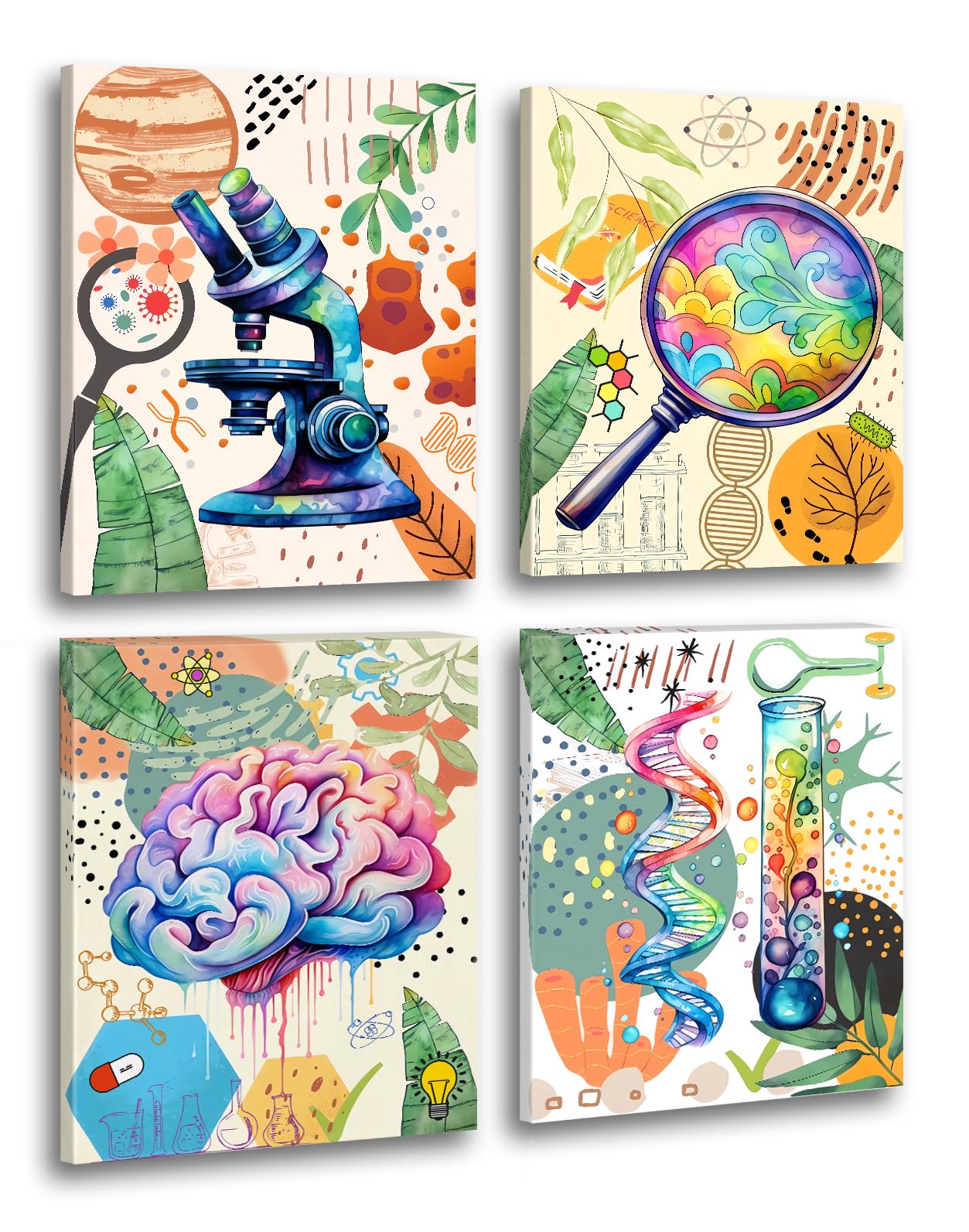 Amazon.com: Framed Science Canvas Wall Art Prints,Microbiology ...