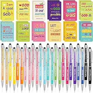 Amazon.com : Faccito 48 Pcs Christian Notebooks and Ballpoint Pens Gift Set Bible Verse Notepads ...