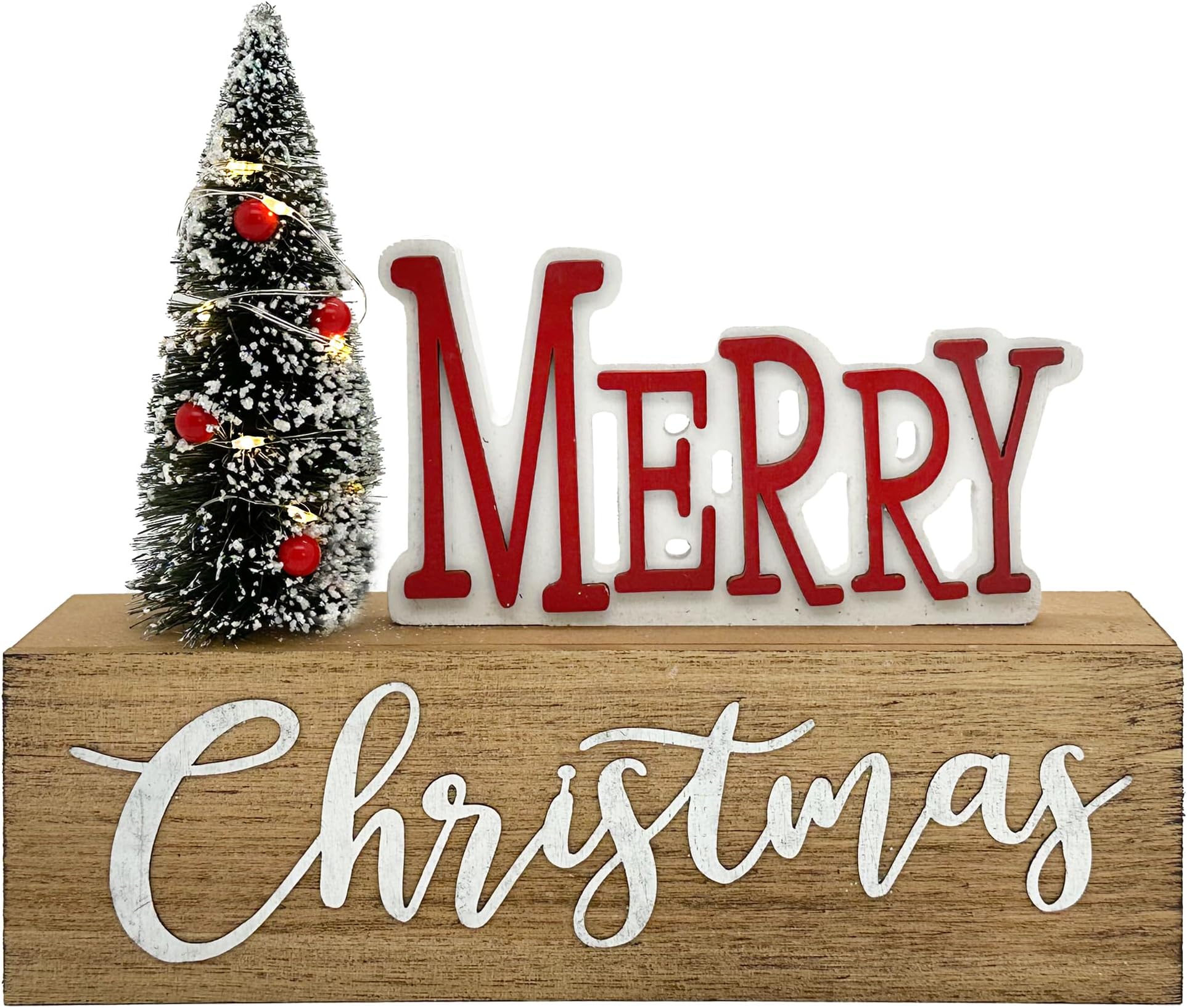 Amazon.com: Glitzhome 20" L Christmas Wooden Tabletop Sign Decor, with ...