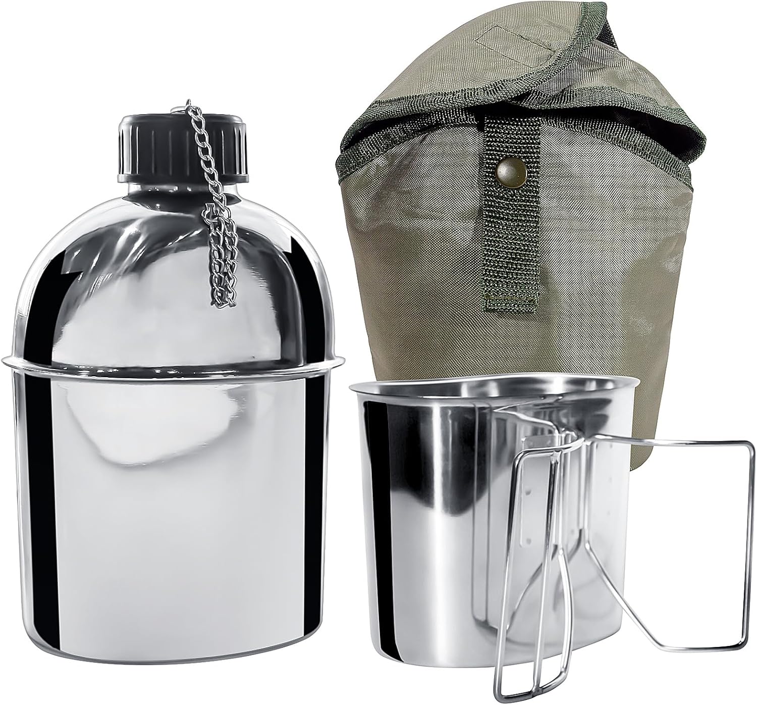 Amazon.com: Afranti Stainless Steel Military Canteen 1.2QT Portable ...
