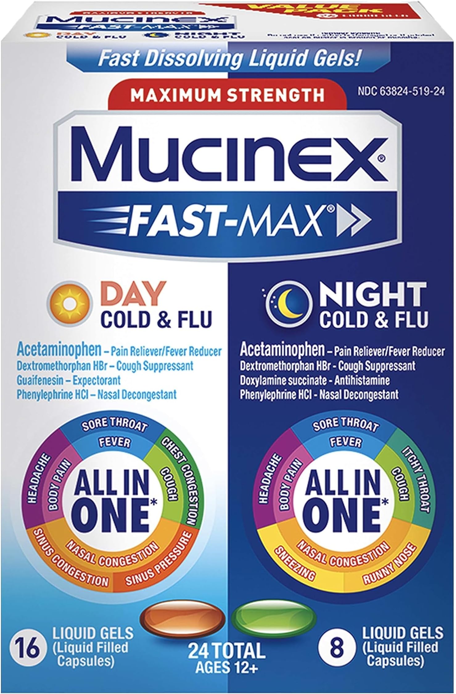 Amazon.com: Mucinex Fast-Max Maximum Strength Cold & Flu Day and Night ...
