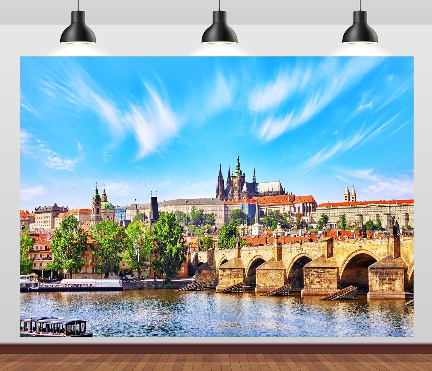 Amazon.com : CORFOTO 8x6ft Prague Castle View Backdrop Charles Bridge ...
