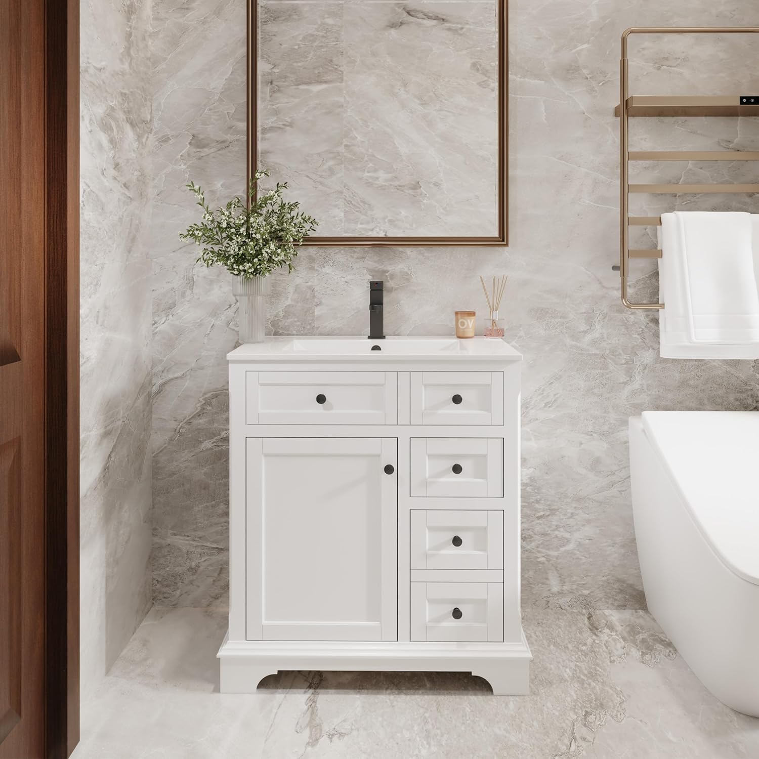 eclife 30" Bathroom Vanity with Sink Combo, Vintage Bathroom Vanities ...