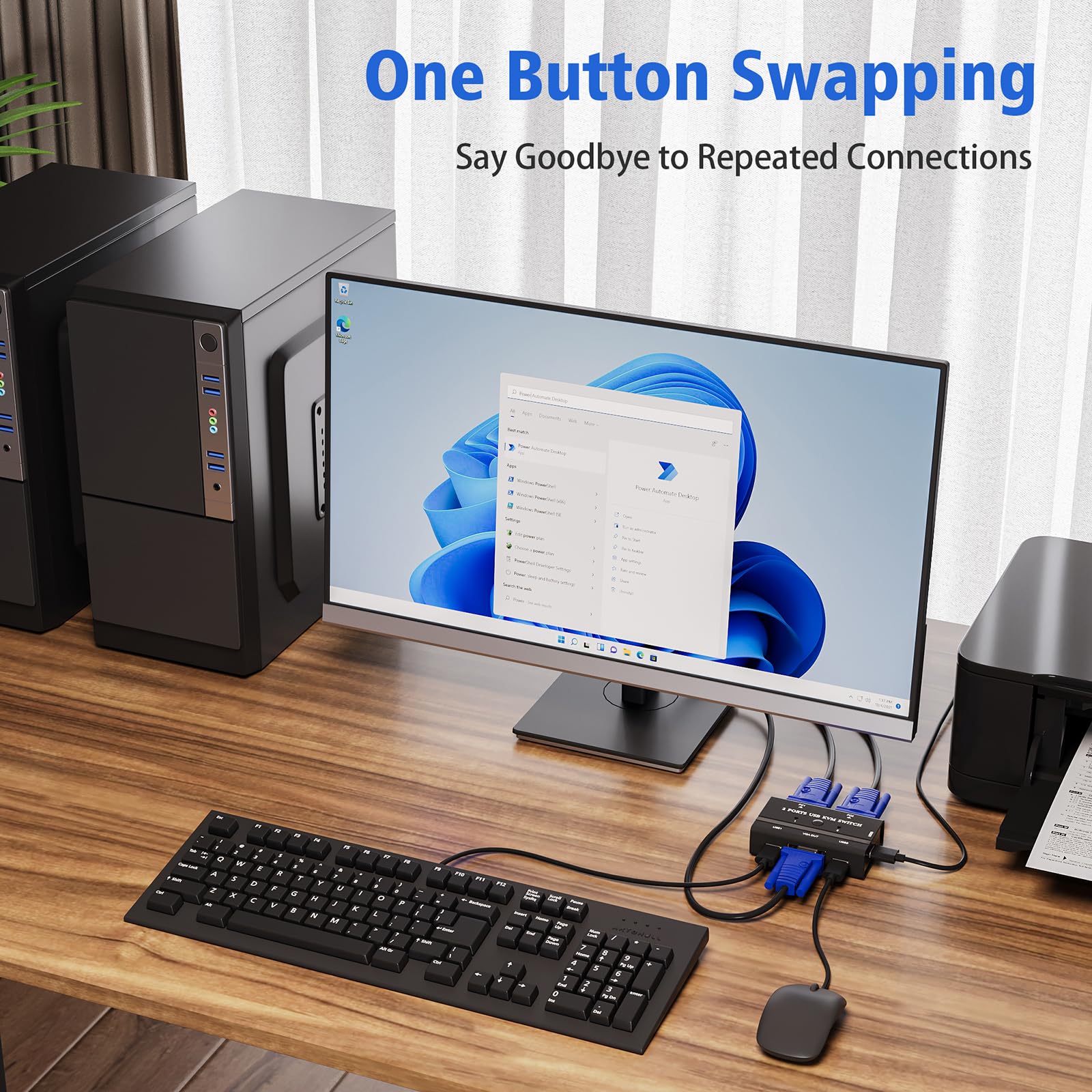 Snapklik.com : 2 Port KVM Switch, USB VGA KVM Switches For 2 Computers ...