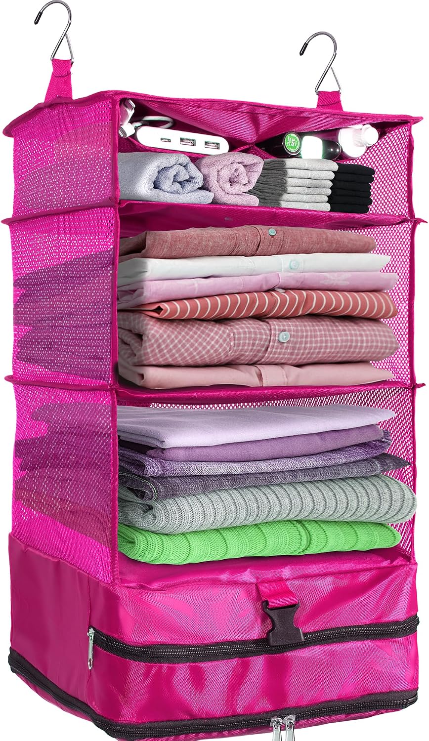 Amazon.com | wymulot Protable Hanging Travel Shelf Bag, Expandable ...