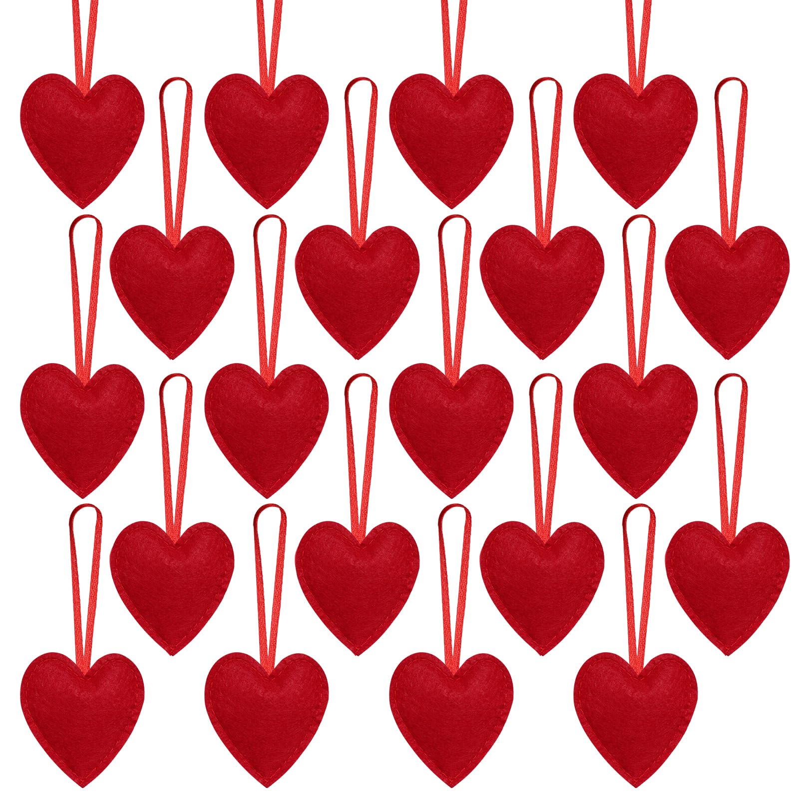 Amazon.com: 20 Pieces Felt Hearts Hanging Ornaments Valentines Day ...