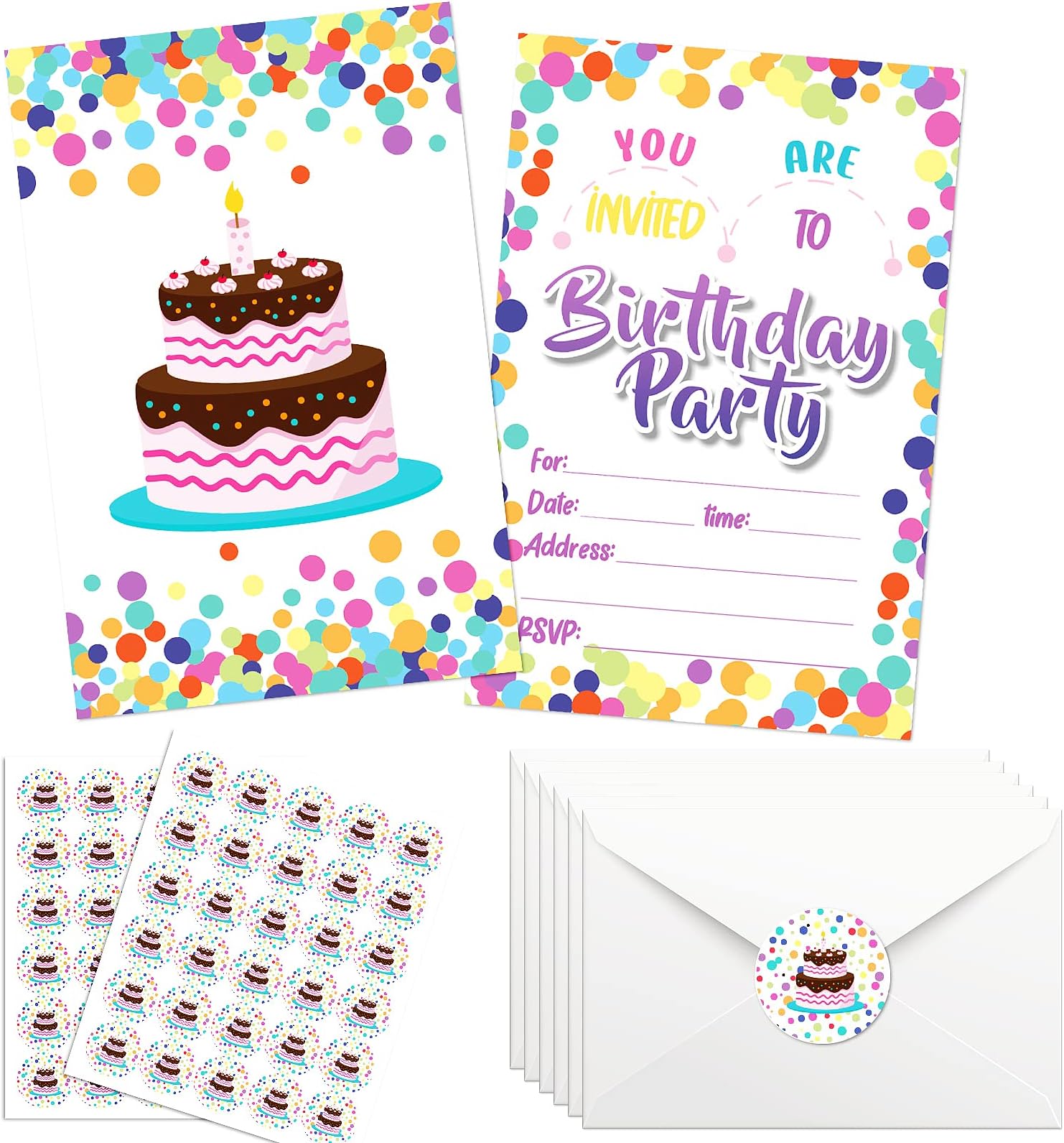 Amazon.com : Tevxj 90 Pcs Gaming Birthday Party Invitations Cards with ...
