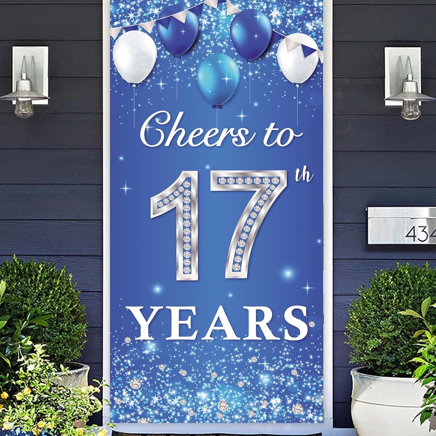 Amazon.com: Cheers to 17th Years Banner Happy 17th Birthday Backdrop ...
