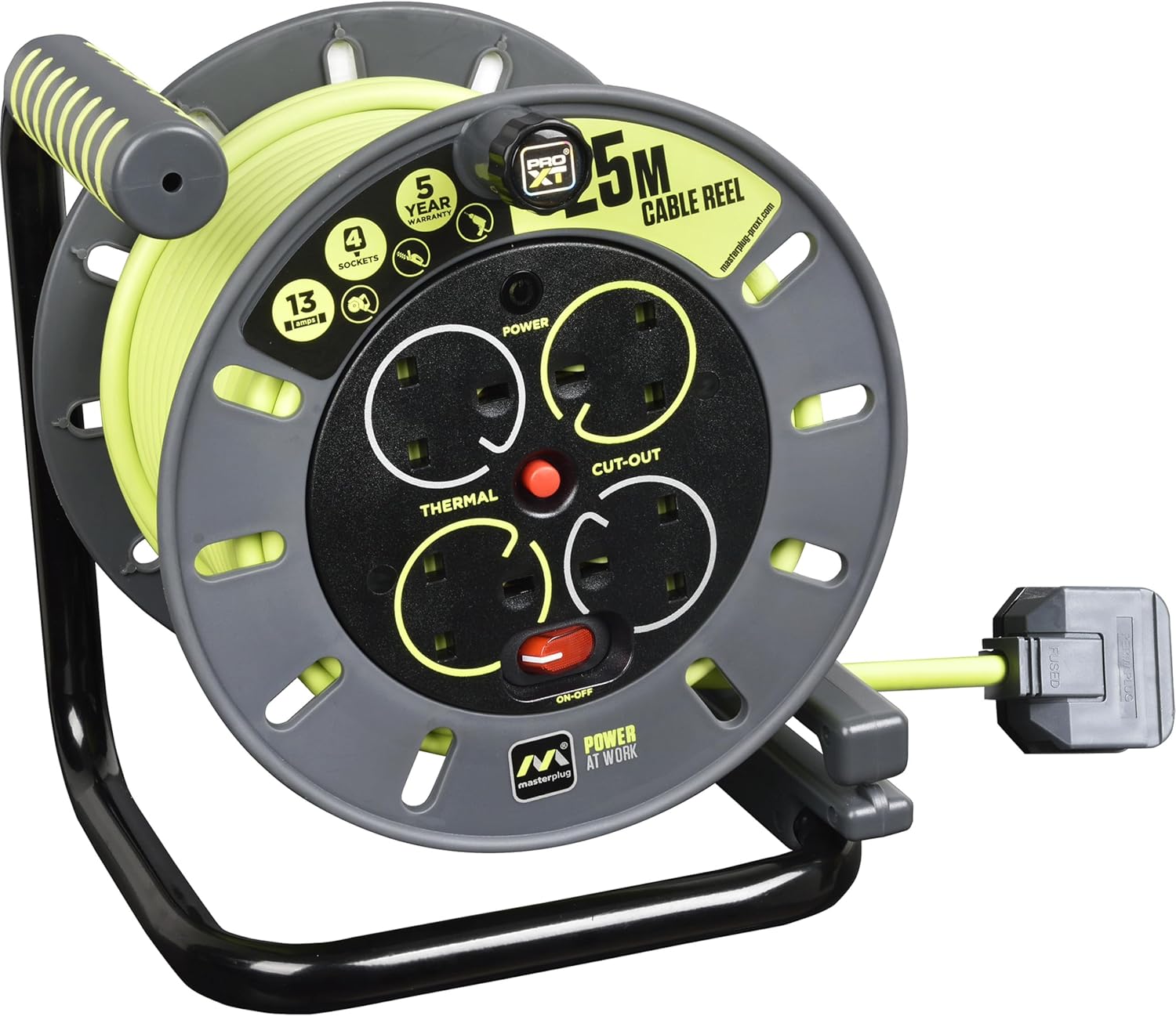Masterplug Pro-XT Four Socket Open Cable Reel Extension Lead with ...