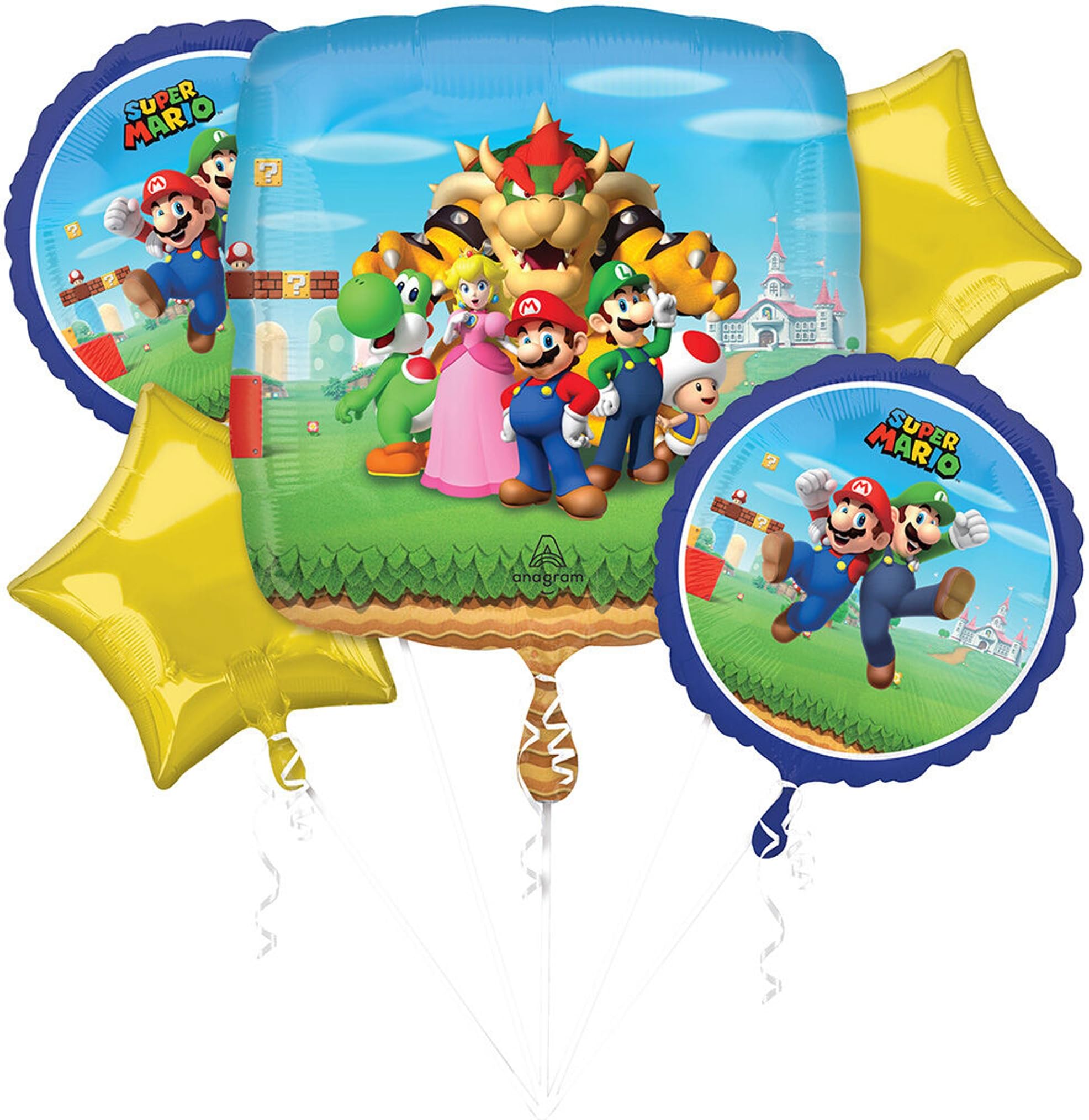 Amazon.com: Anagram Mario 5pc Foil Balloon Bouquet : Toys & Games