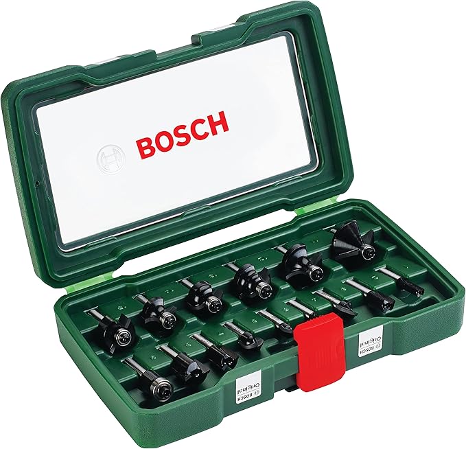 Bosch Accessories 15 pcs Router Bit Set (for Wood, 1/4' Shank, Mixed ...