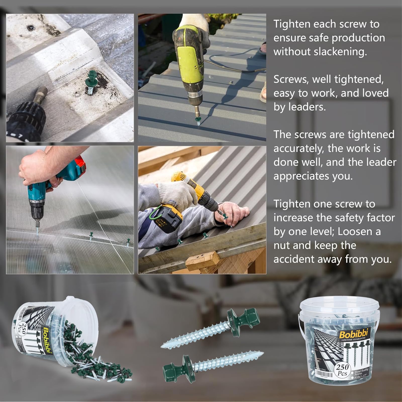 Snapklik.com : Metal Roofing Screws 10 X 1-1/2 Inch, Green Hex Head ...