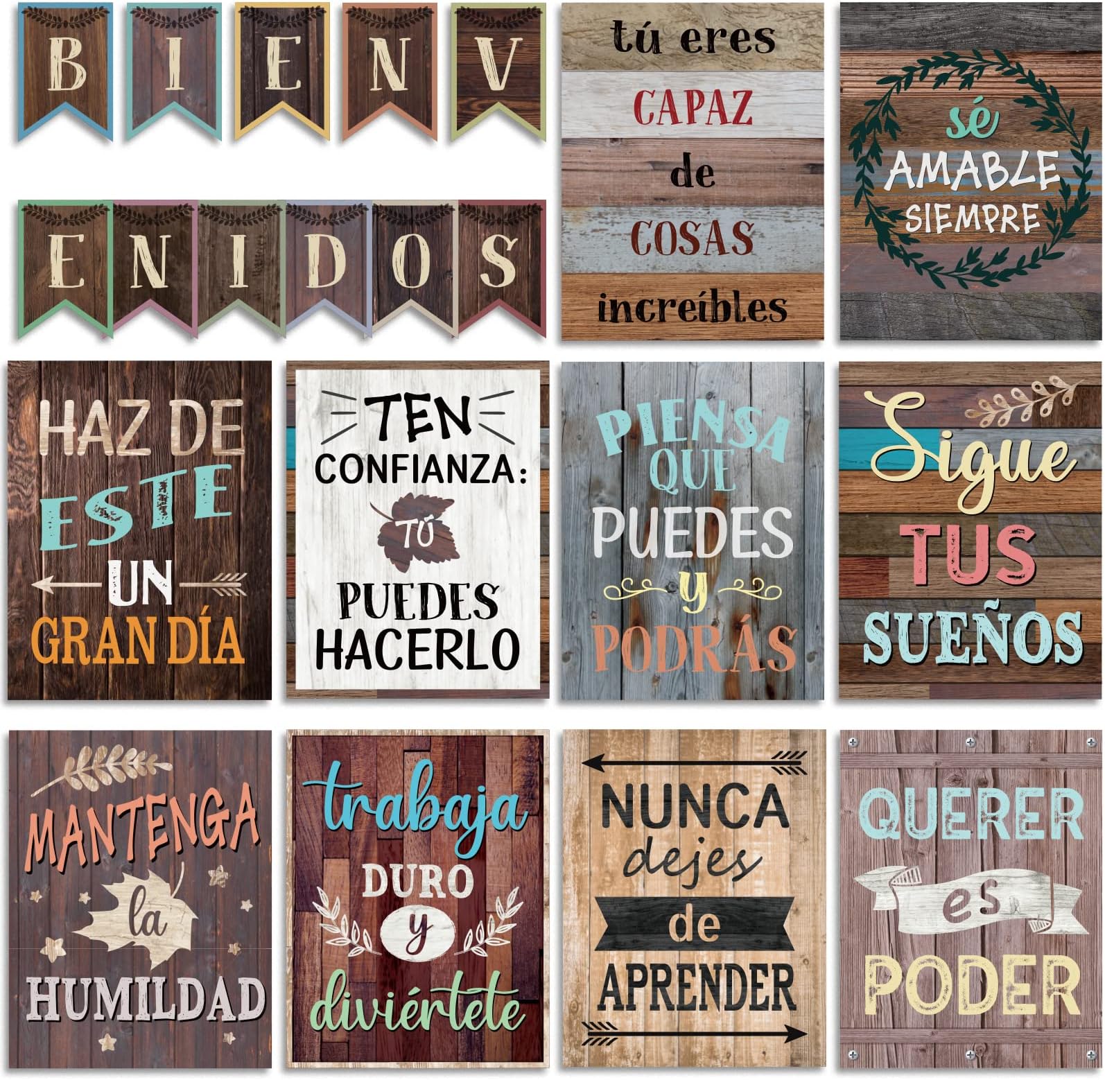 Juego de 21 carteles inspiracionales en español, carteles ...