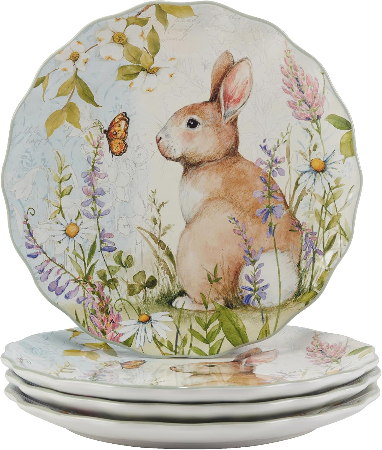 Amazon.com | Easter Meadow 11-Inch Dinner Plates,Set of 4 – Whimsical ...