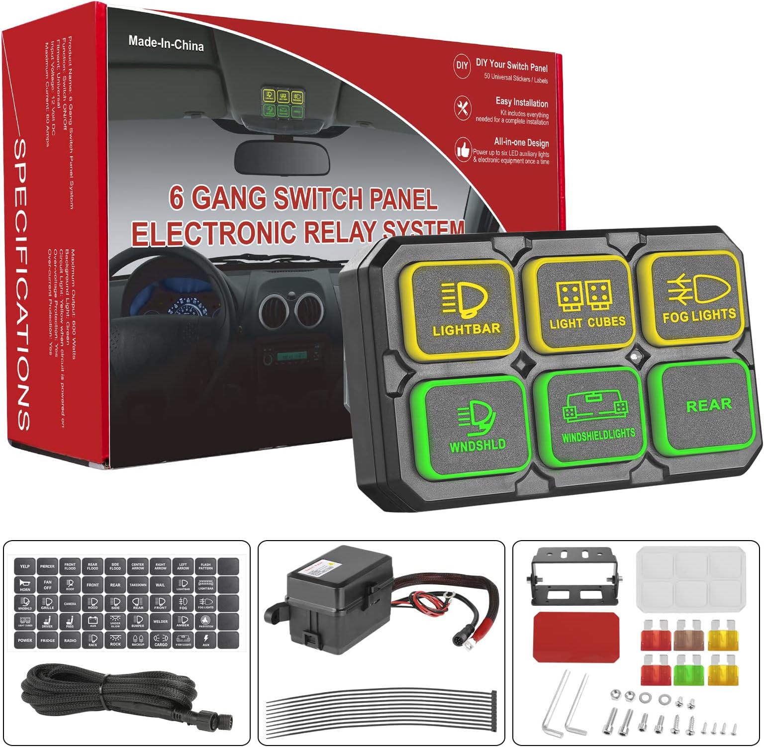 Amazon.com: YCHOW-TECH 8 Gang Switch Panel Universal Circuit Control ...