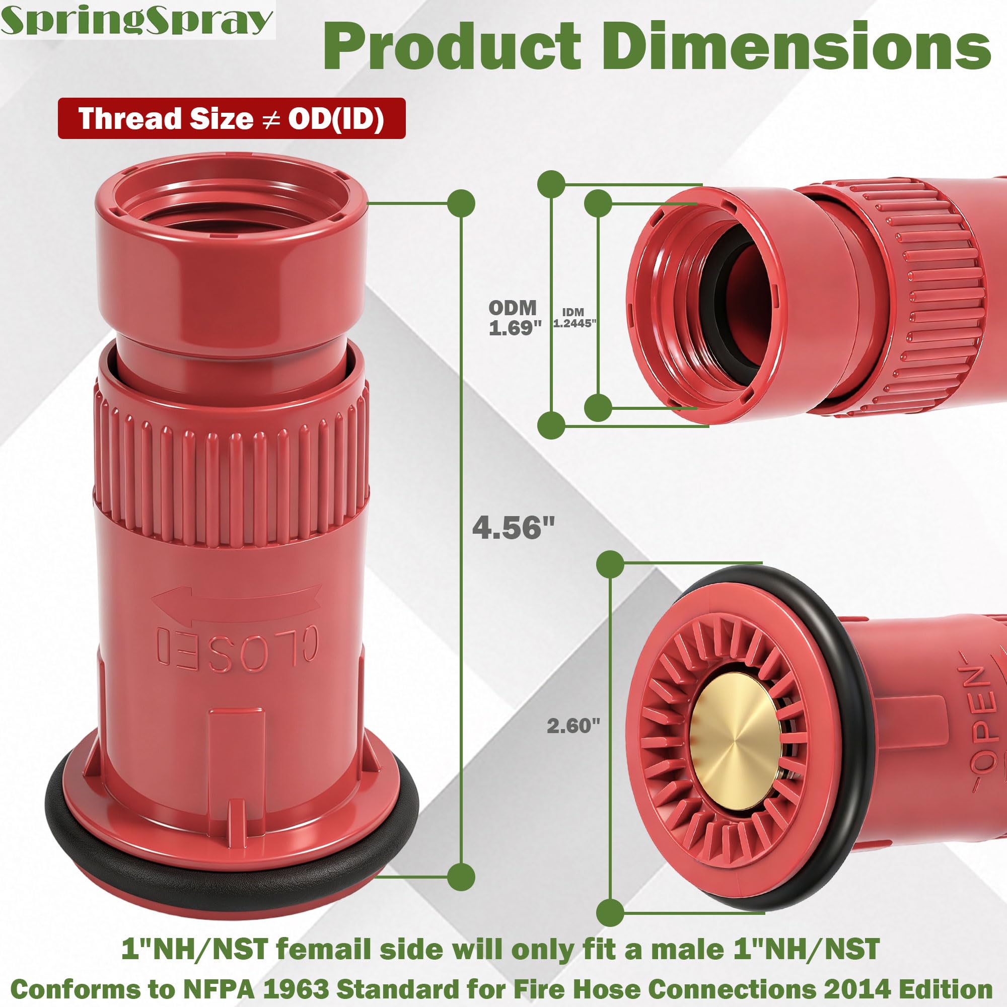 Snapklik.com : SpringSpray 1" NH/NST Fire Hose Nozzle, Thermoplastic ...