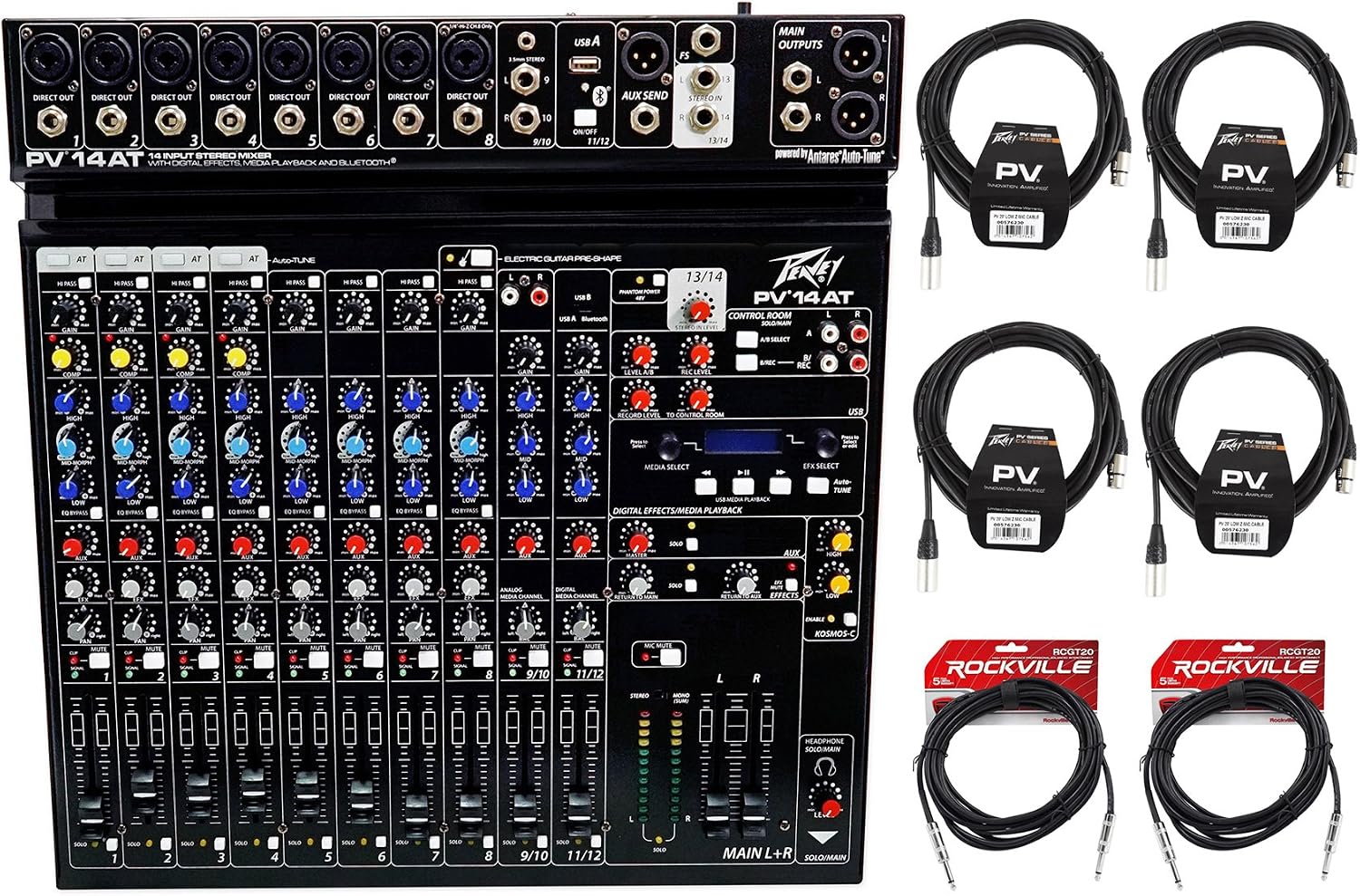 Amazon.com: Peavey PV 14AT PV14AT Mixer,8 mic in,USB,Compressor/FX ...