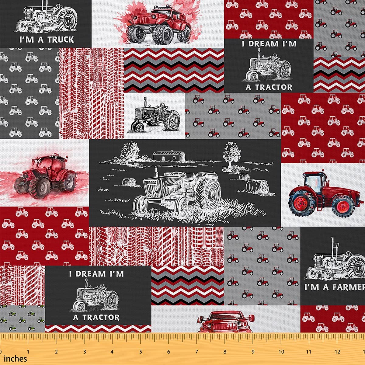 Amazon.com: Tractor Fabric by The Yard, Geometric Stripes Plaid ...