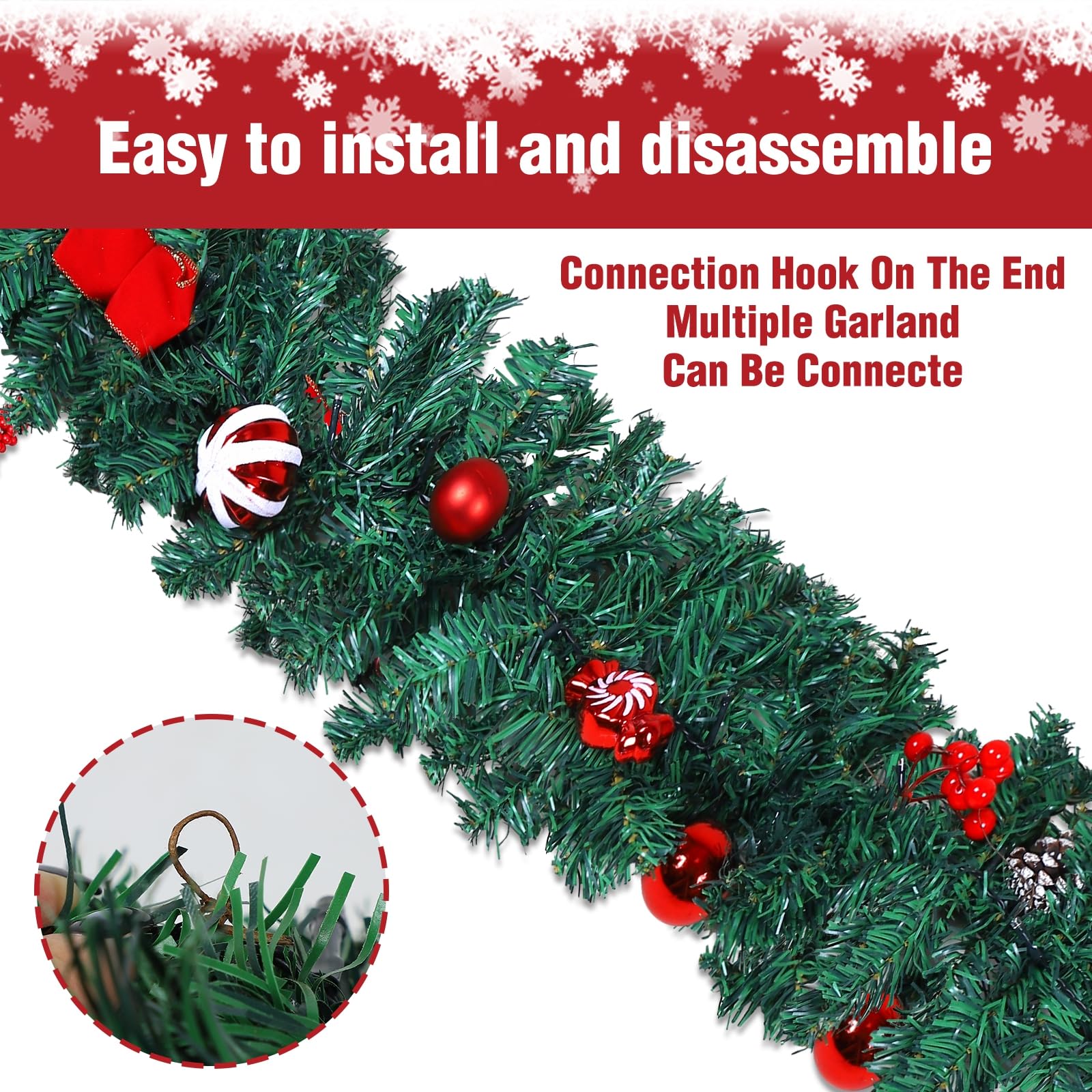 Vintage Christmas Decor Christmas Garland Decoration With Lights - 9FT ...