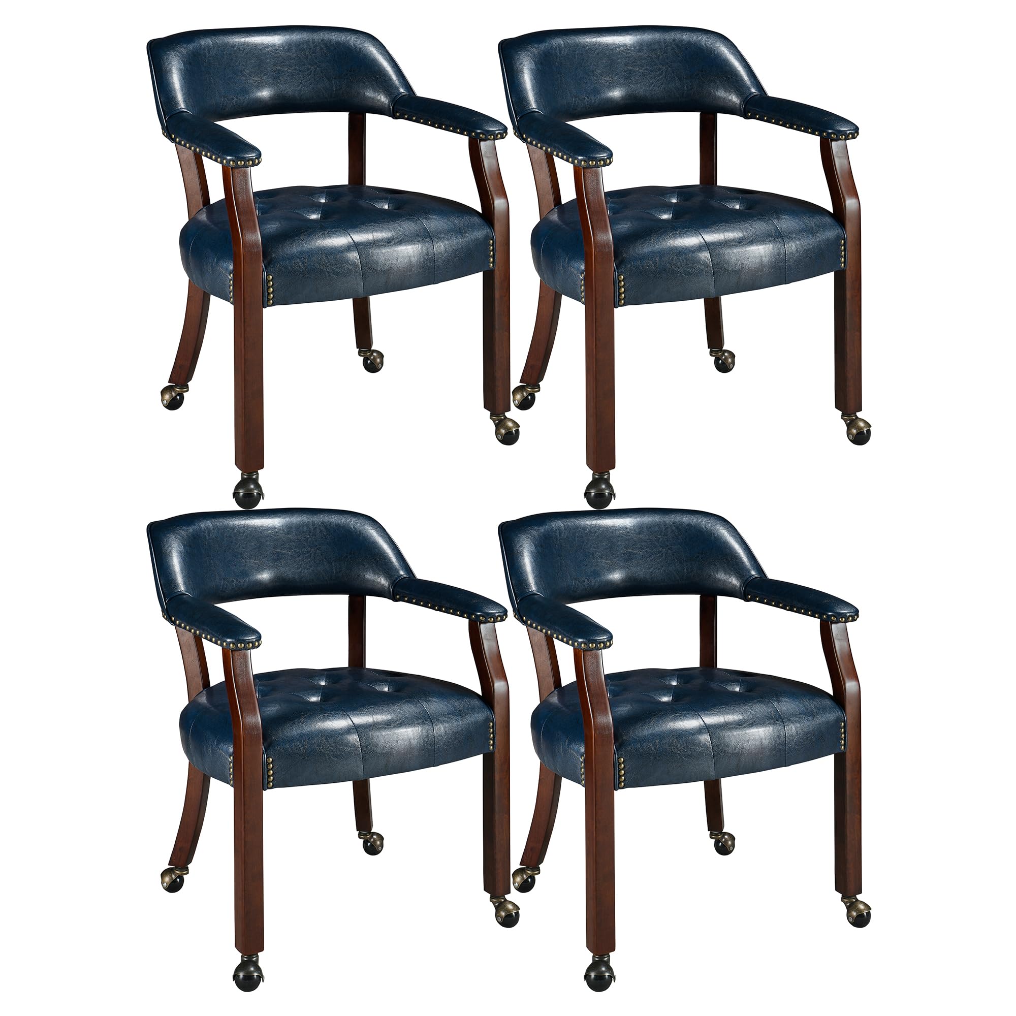Amazon.com: LEEMTORIG Set of 4 Dining Chairs with Casters and Arms ...