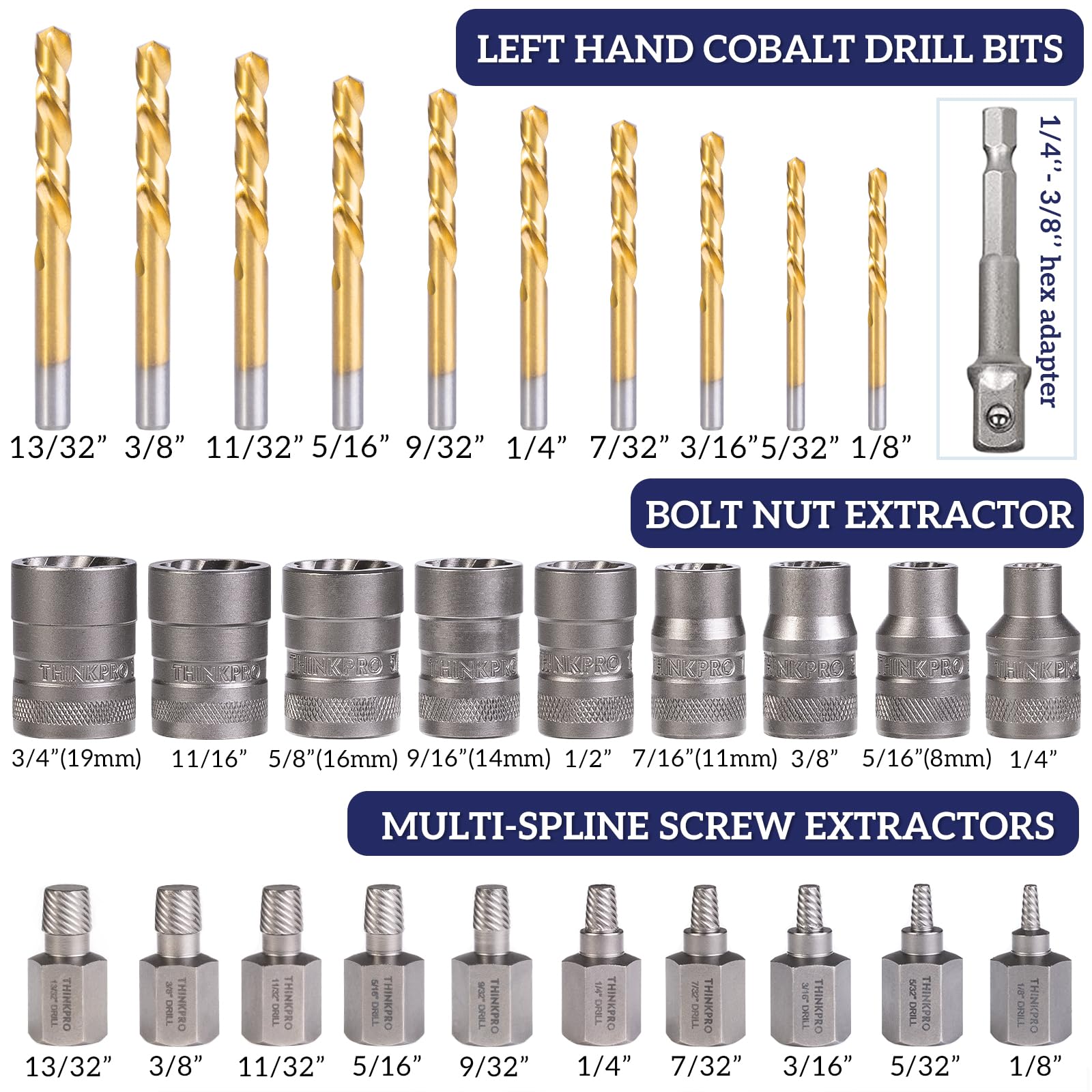 Snapklik.com : THINKPRO 30Pcs Screw & Bolt Extractor Set And Left Hand ...