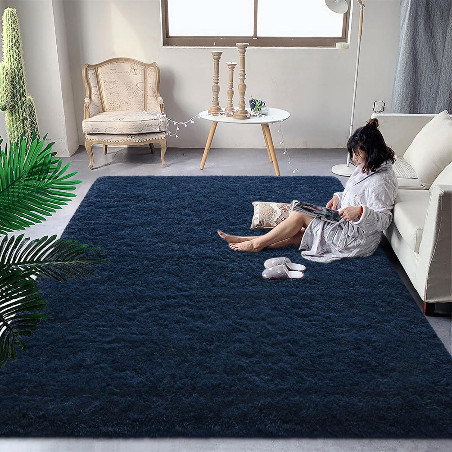 Amazon.com: DweIke Extra Large 9x12 ft Navy Blue Area Rugs for Bedroom ...