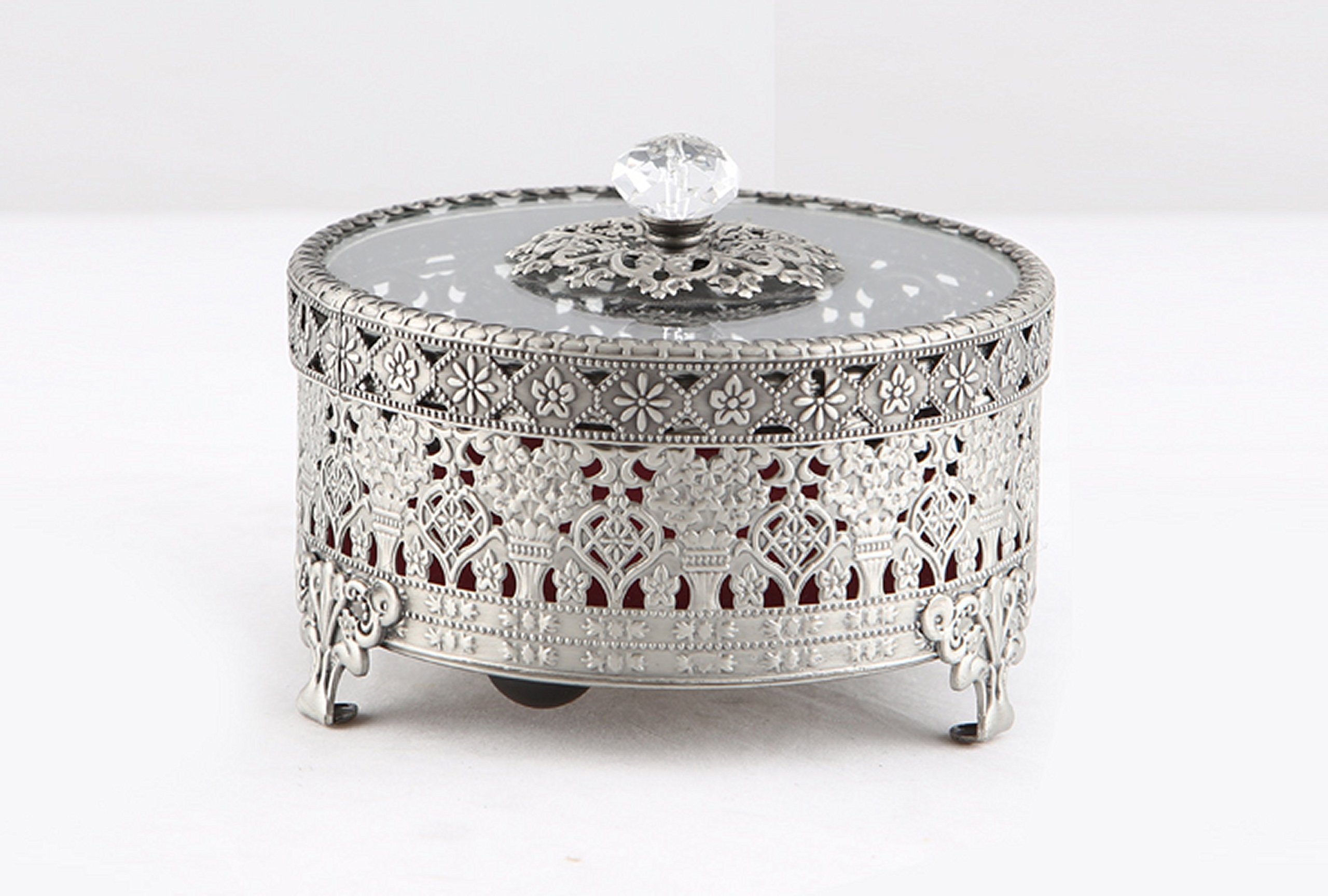 Amazon.com: Vintage Round Jewelry Decorative Trinket Box Ring Box ...