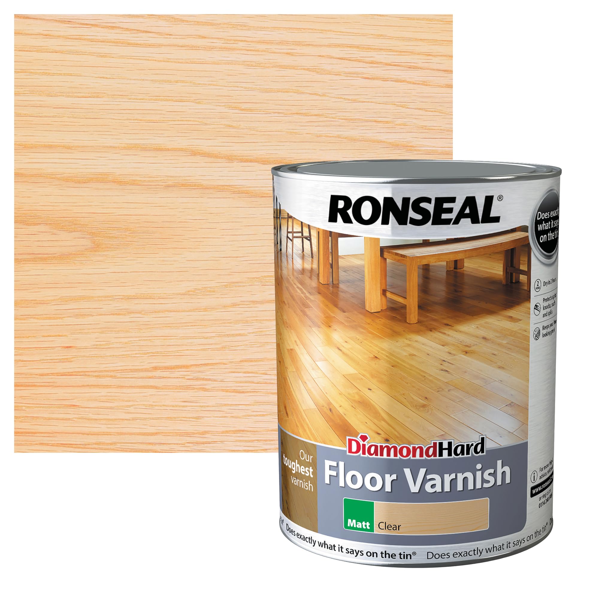 Ronseal Diamond Hard Floor Varnish Clear Matt 5L : Amazon.co.uk: DIY ...