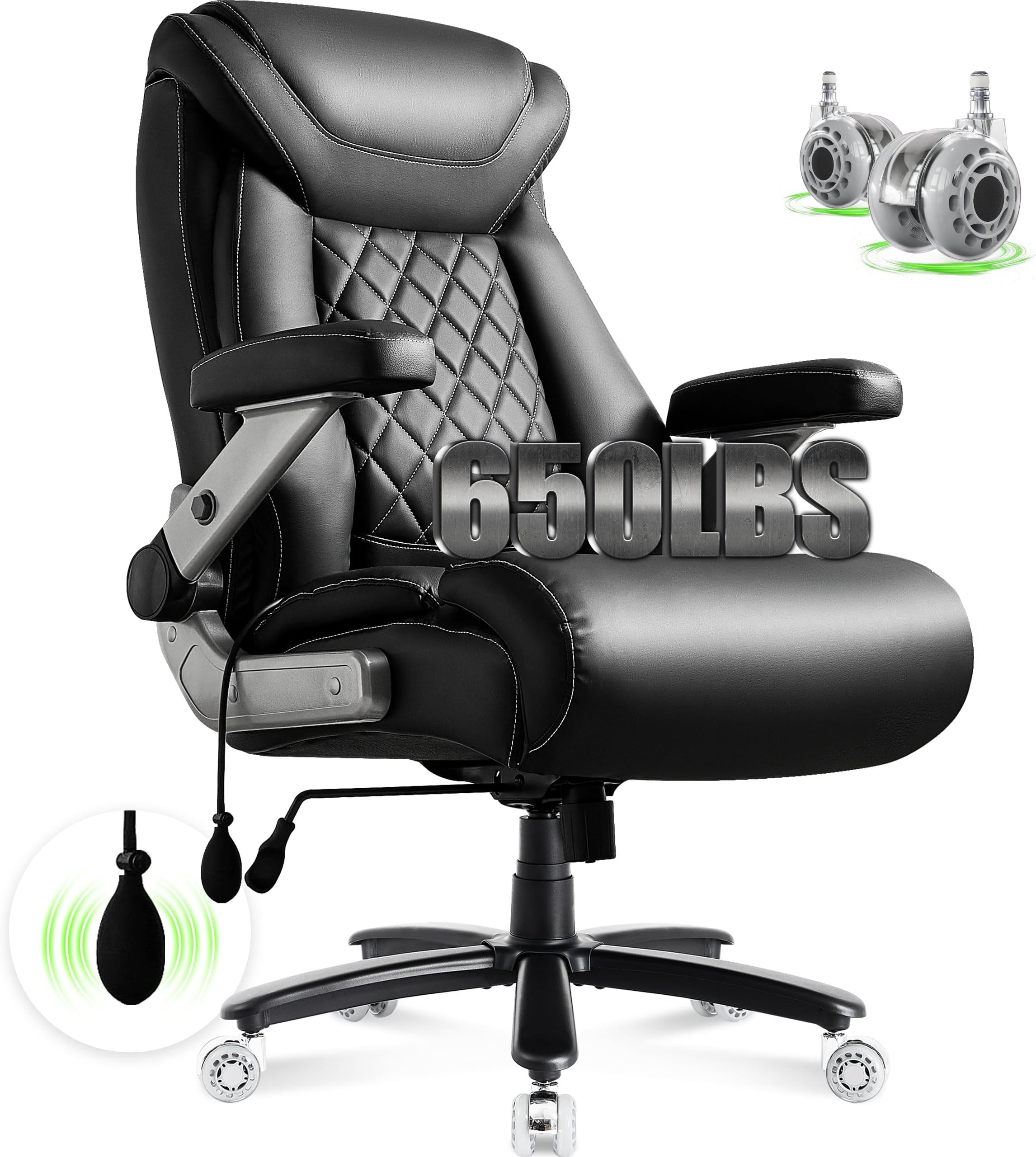 Amazon.com: 650lbs Big and Tall Office Chair with Thick Spring Cushion ...