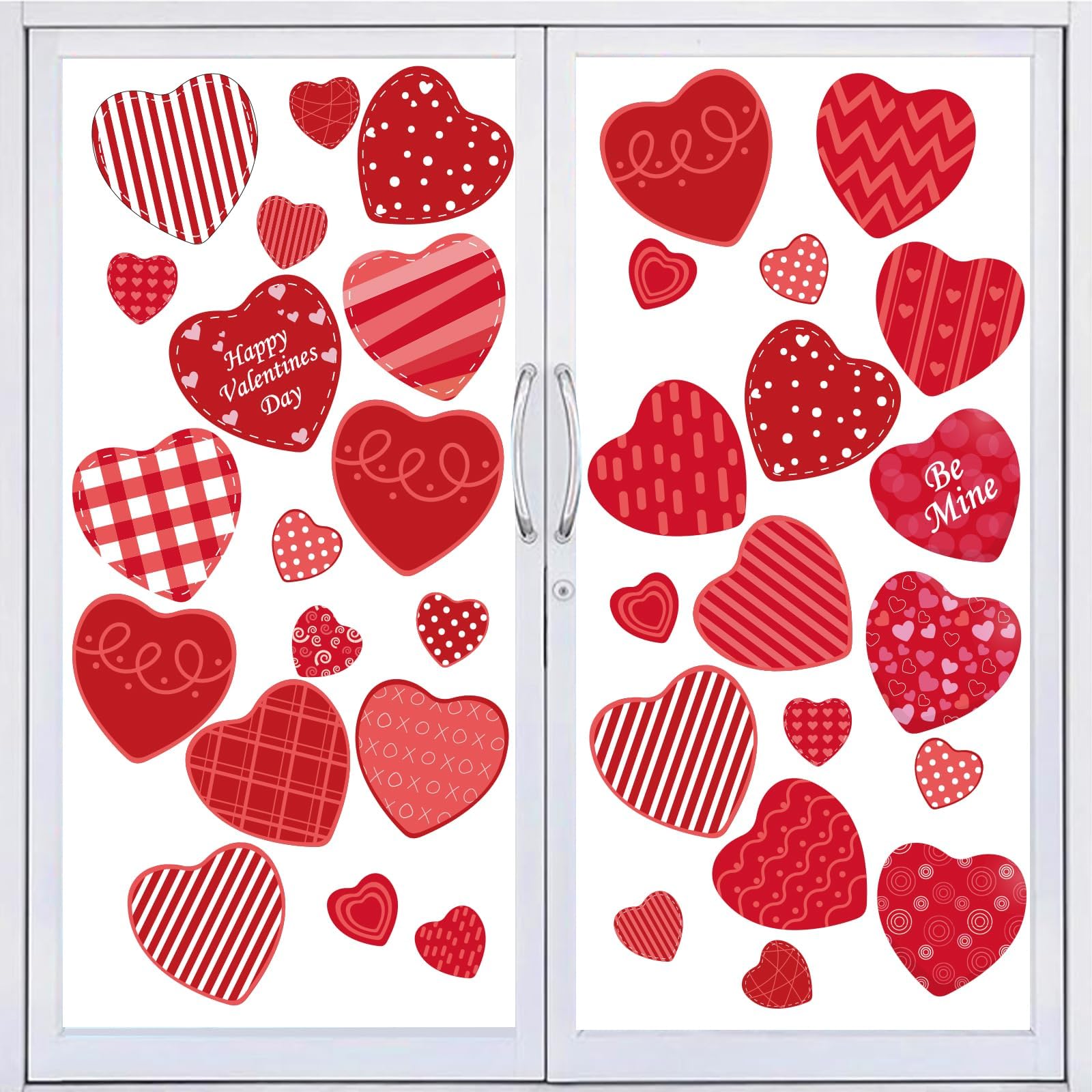 Amazon.com: ReliThick 9 Sheets Valentine‘s Day Heart Window Clings ...