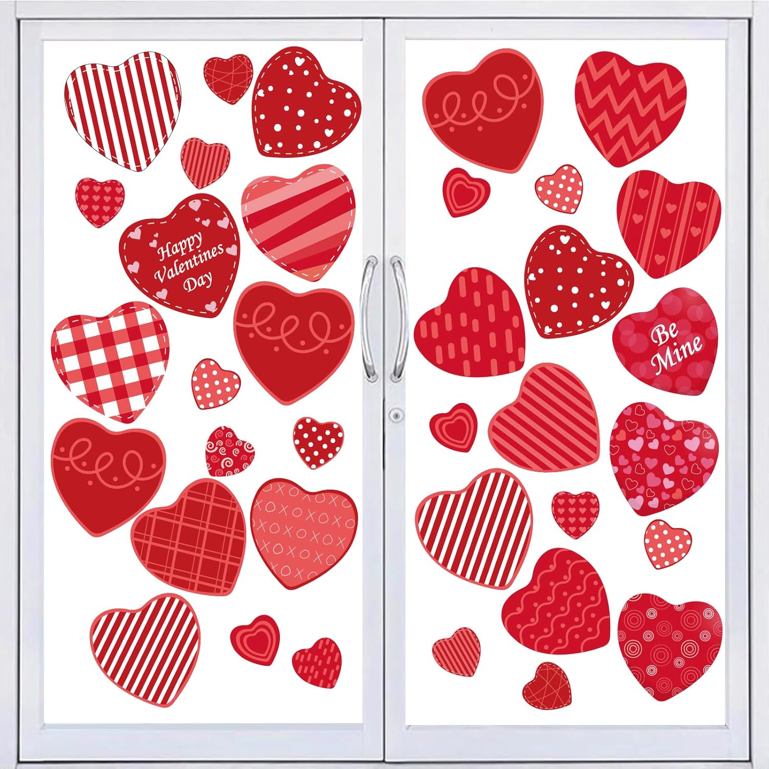 Amazon.com: 12 Sheets Valentine's Day Window Clings Conversation Heart ...