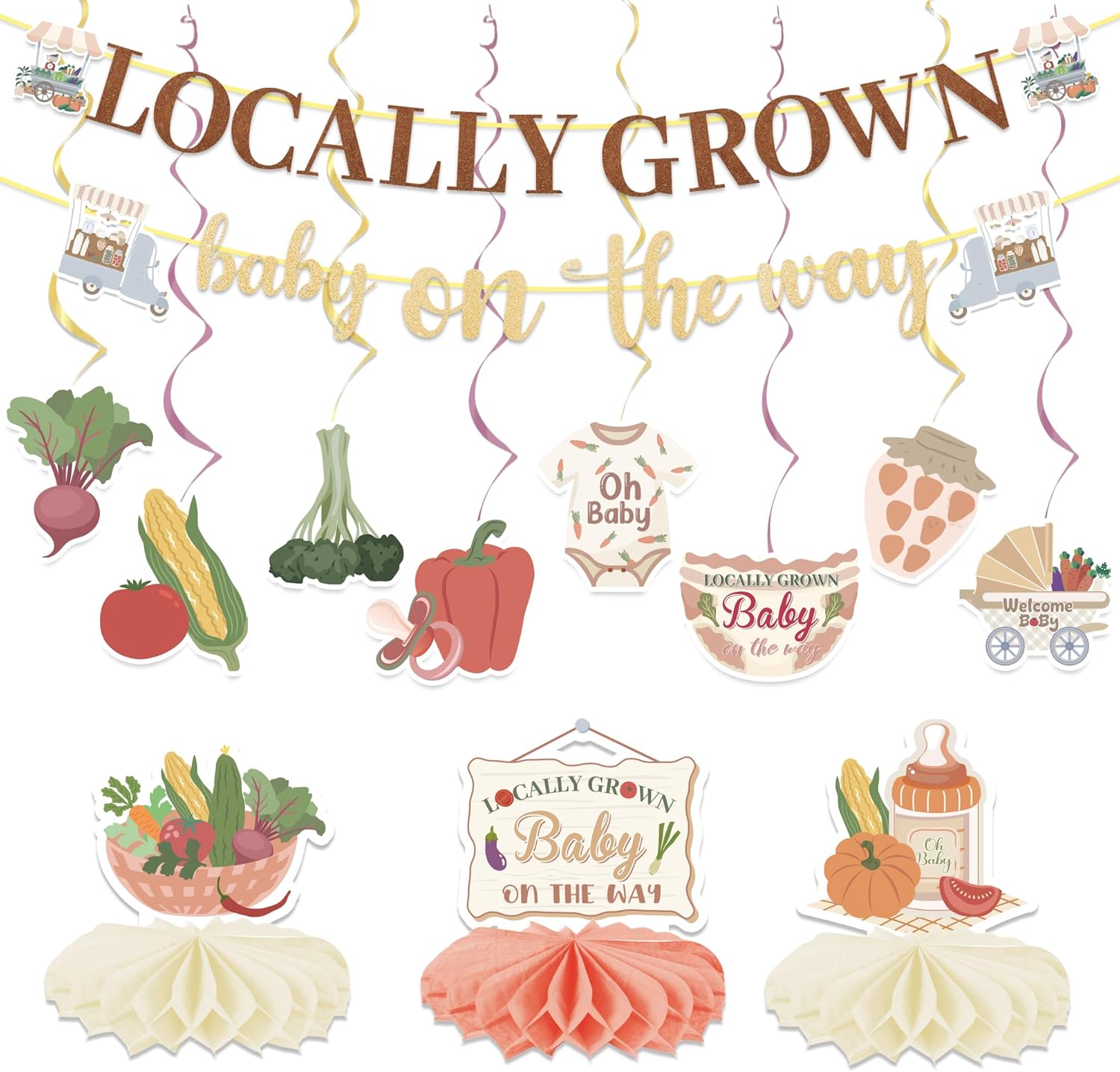 Amazon.com: Locally Grown Baby Shower Decorations: Farmers Market Baby ...