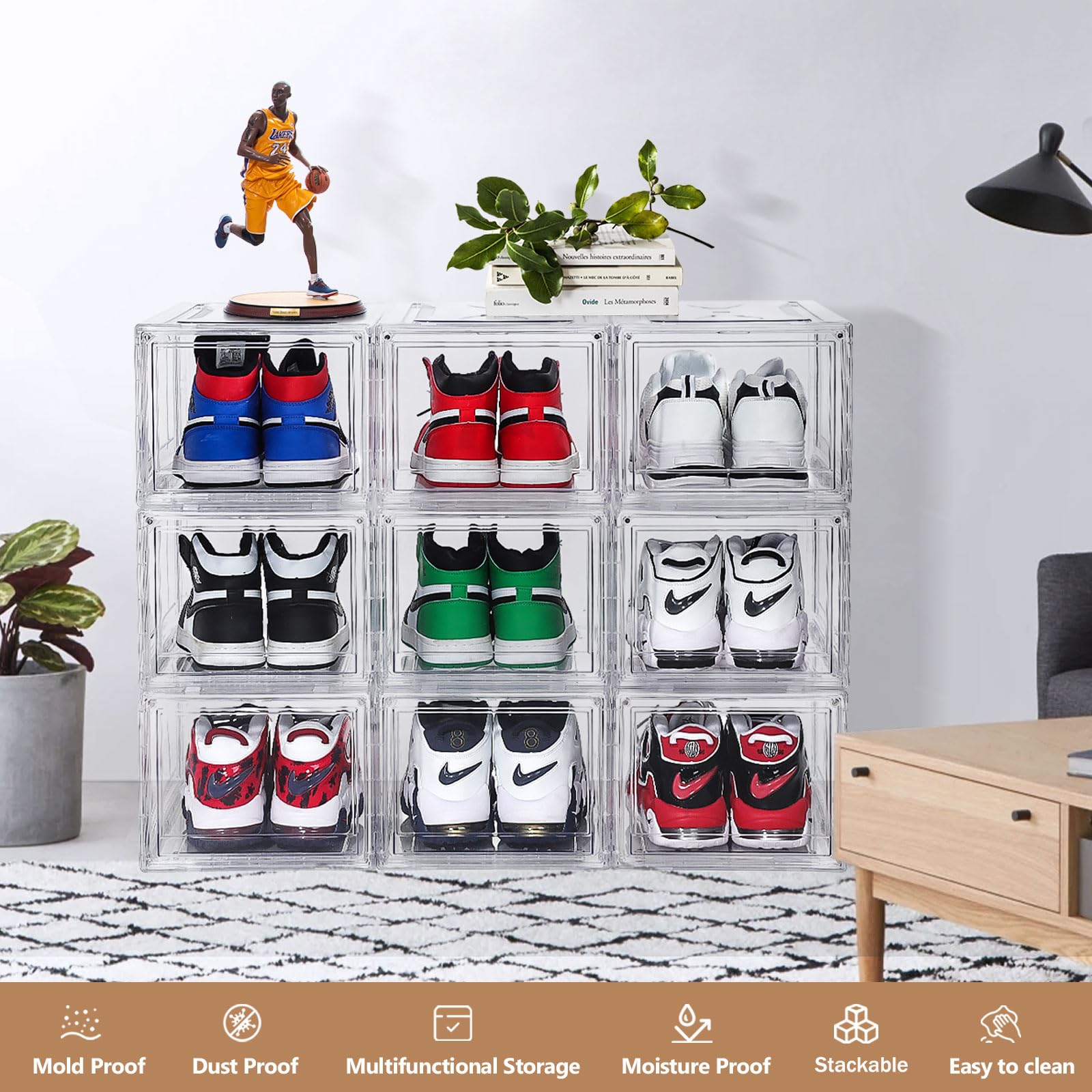 SIMPLGIRL Shoe Box 9 Pack, Clear Acrylic Shoe Boxes, Shoe Storage Boxes ...