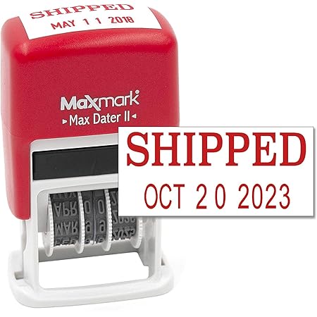 Amazon.com : ZIGEL D50 Date Stamp with Shipped - Self Inking Date Stamp ...